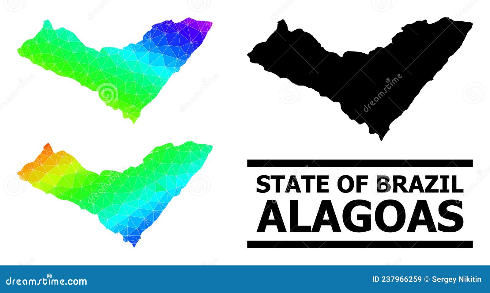 Lowpoly Rainbow Map of Alagoas State with Diagonal Gradient Stock ...