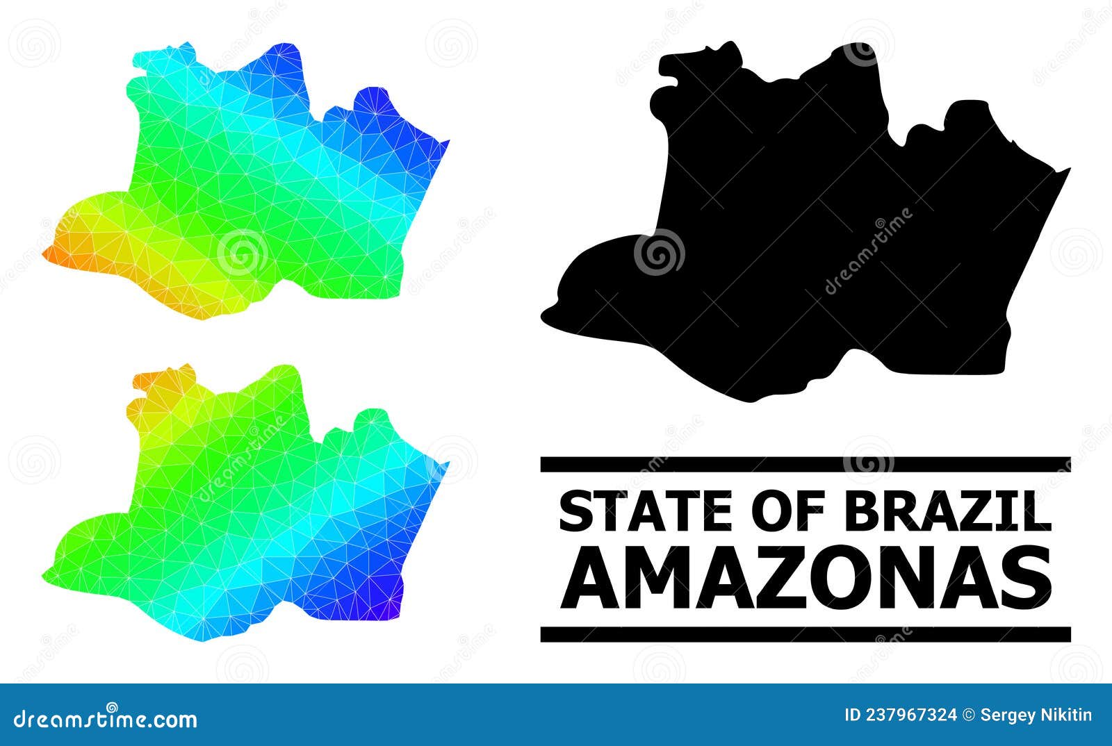 Lowpoly Rainbow Map of Amazonas State with Diagonal Gradient Stock ...