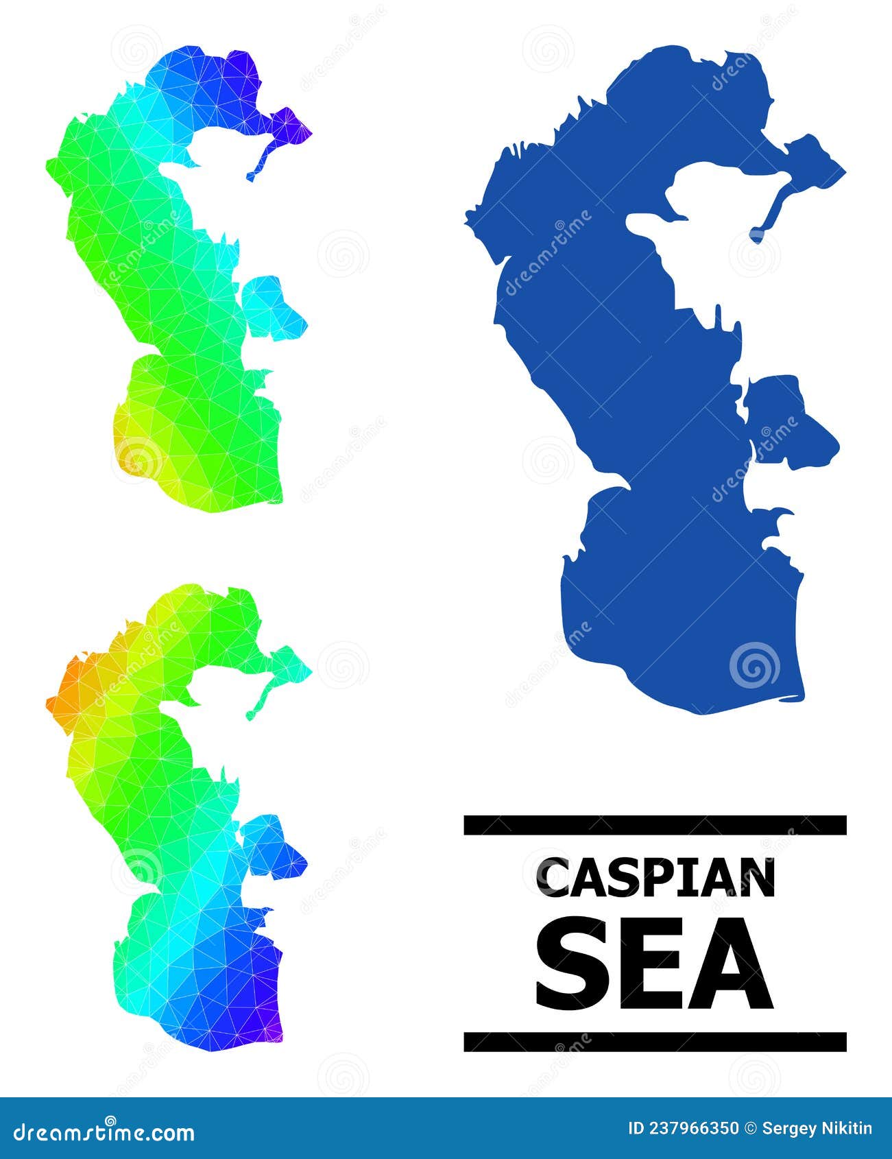 Lowpoly Rainbow Map of Caspian Sea with Diagonal Gradient Stock Vector ...