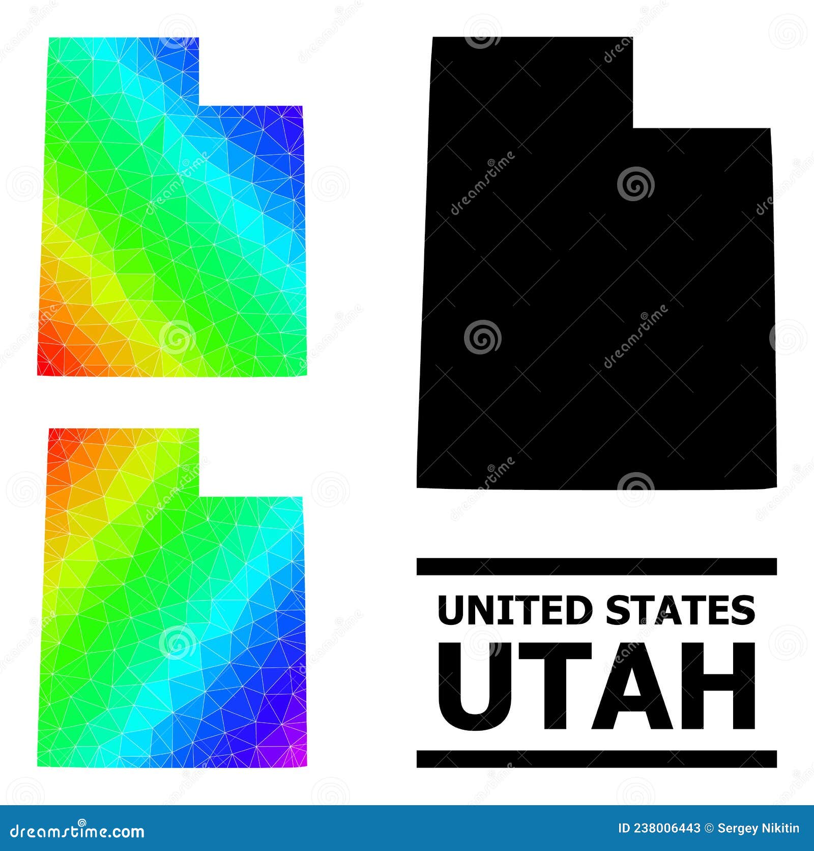 Lowpoly Rainbow Map of Utah State with Diagonal Gradient Stock Vector ...