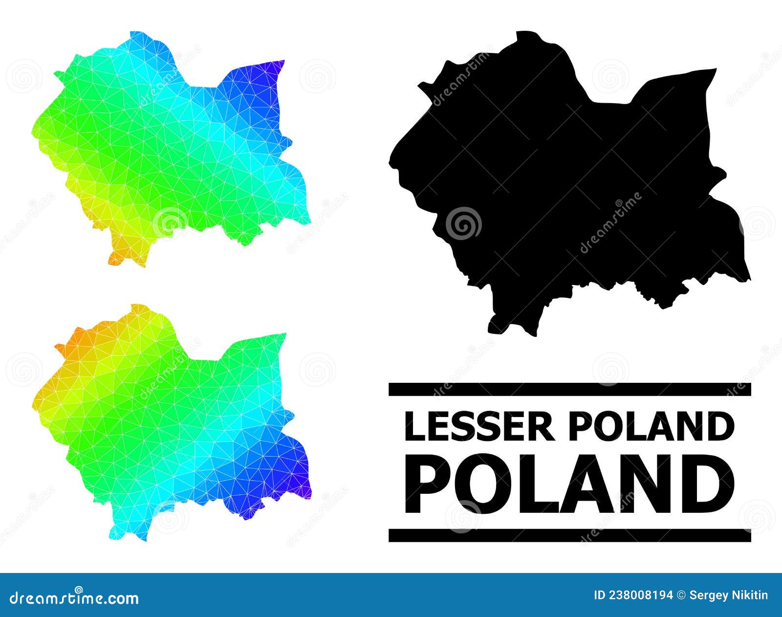 Lowpoly Spectral Colored Map of Lesser Poland Province with Diagonal ...