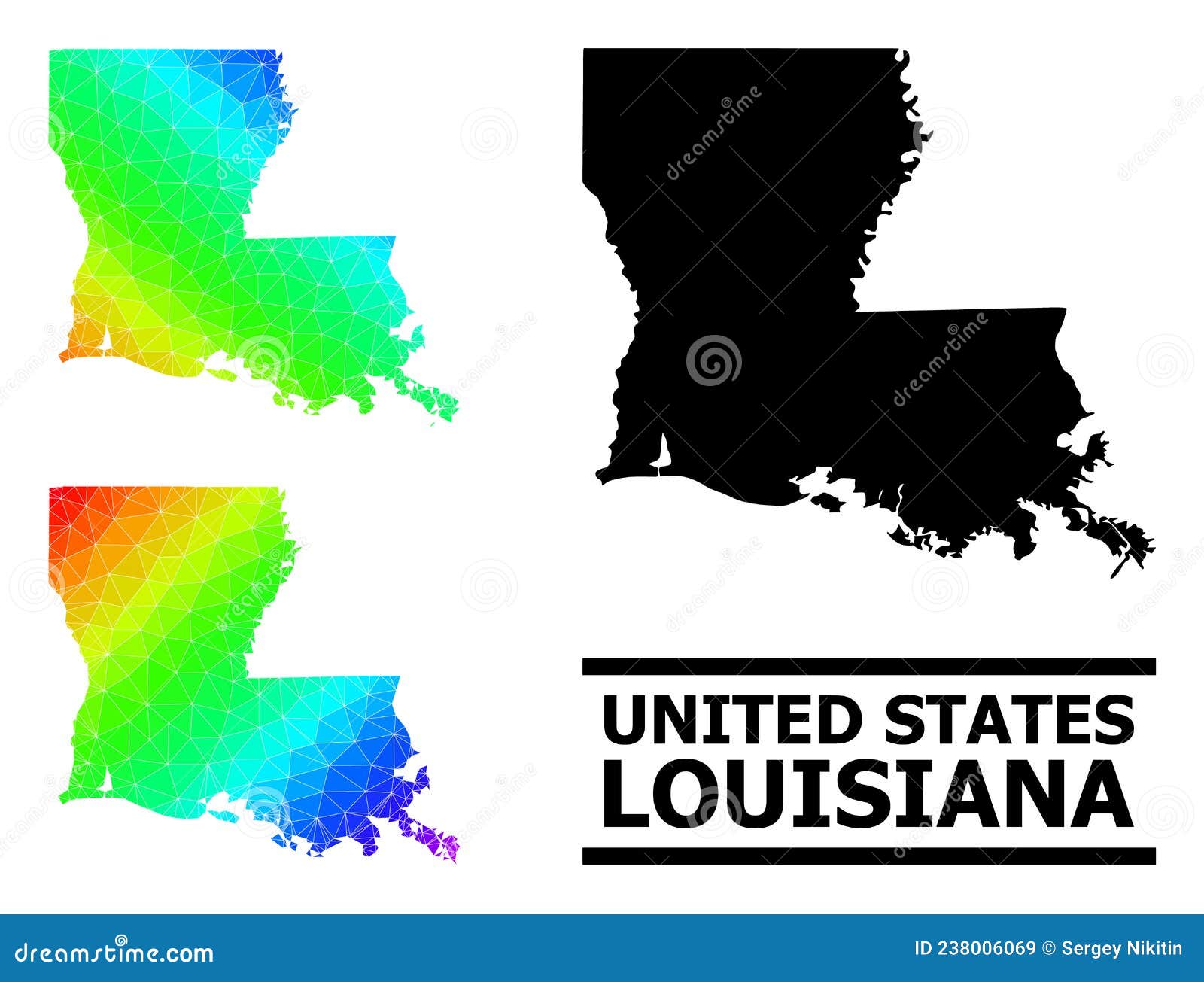 Lowpoly Spectral Colored Map of Louisiana State with Diagonal Gradient ...