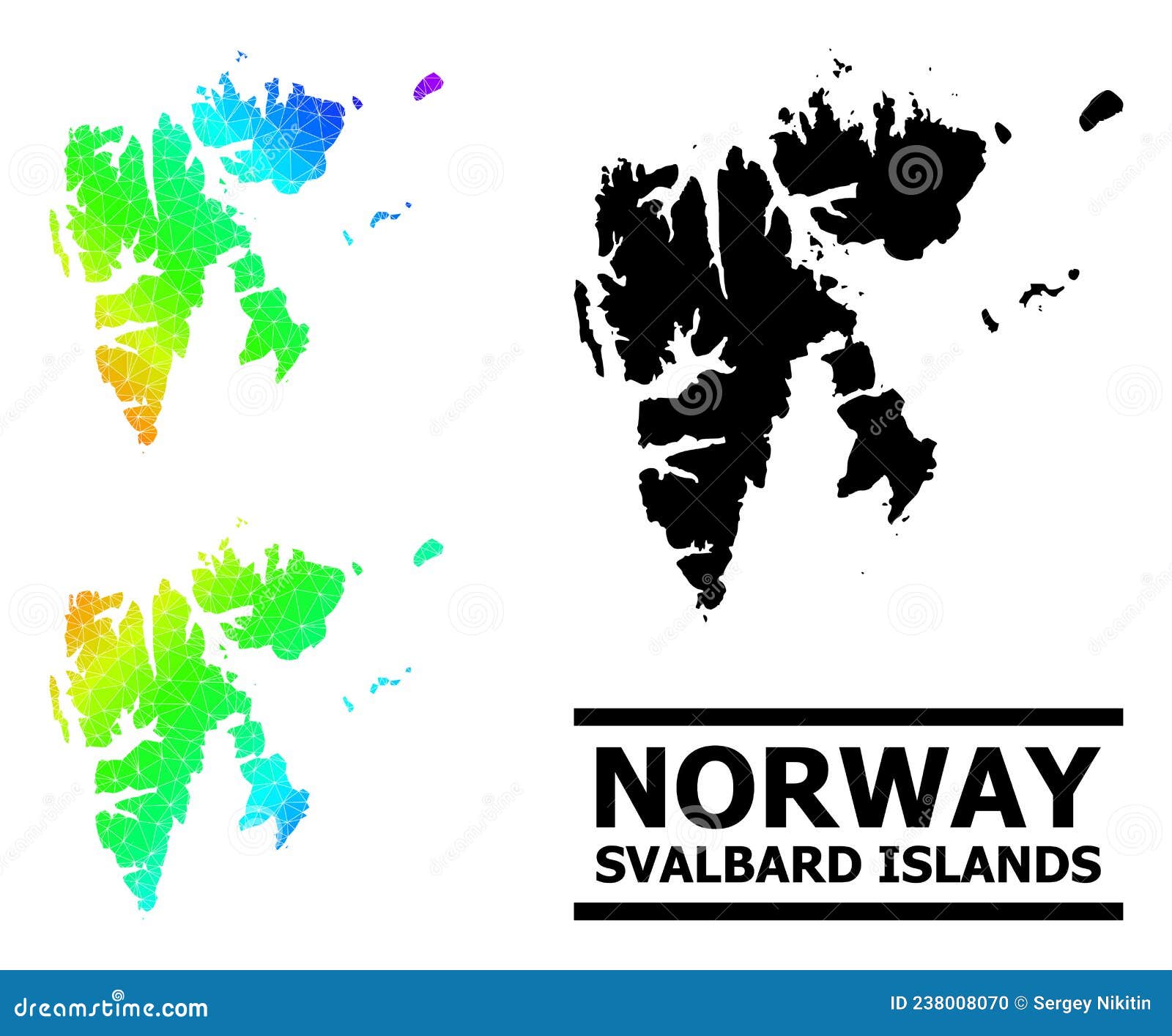 Lowpoly Spectral Colored Map of Svalbard Islands with Diagonal Gradient ...