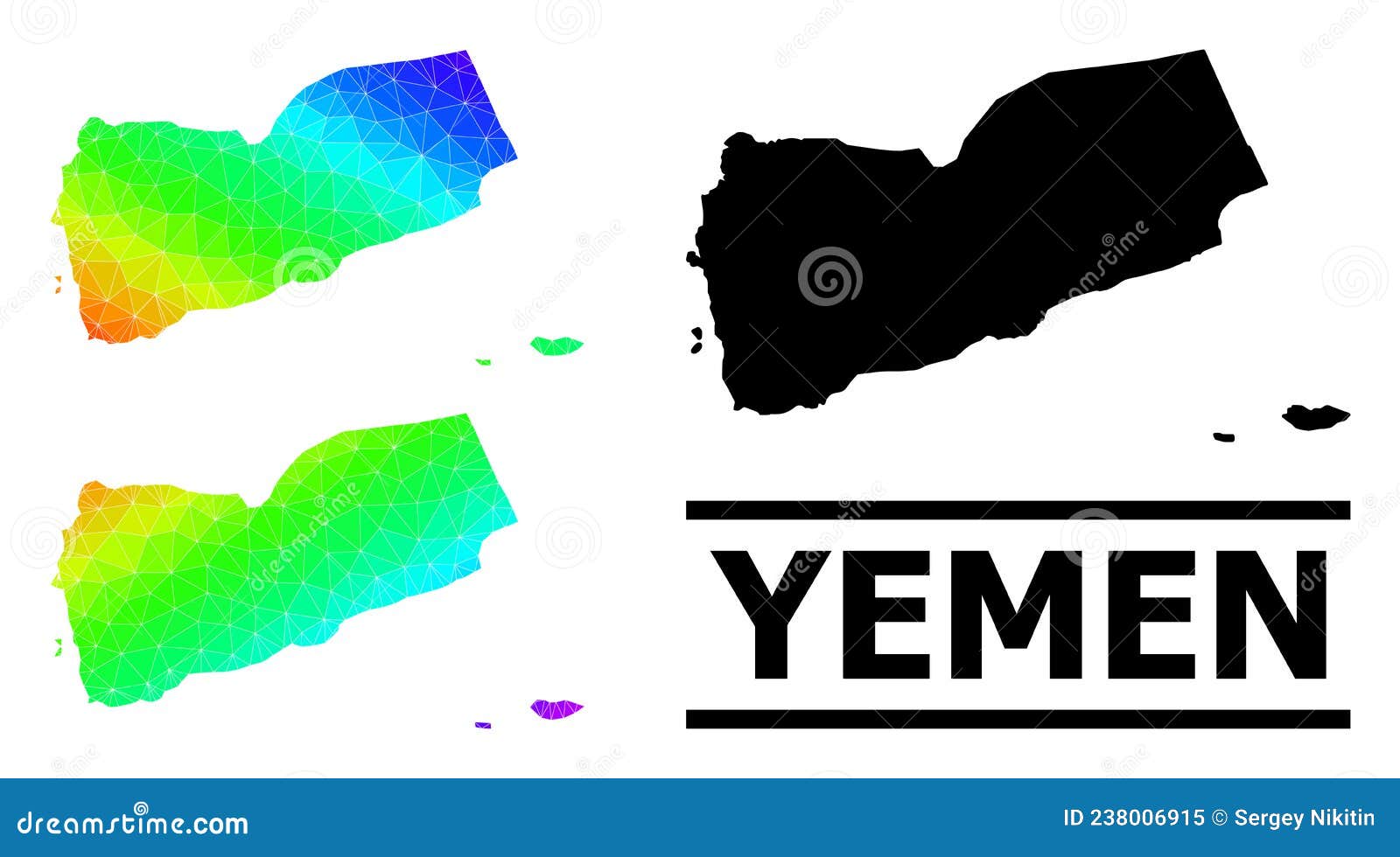 Lowpoly Spectral Colored Map of Yemen with Diagonal Gradient Stock ...