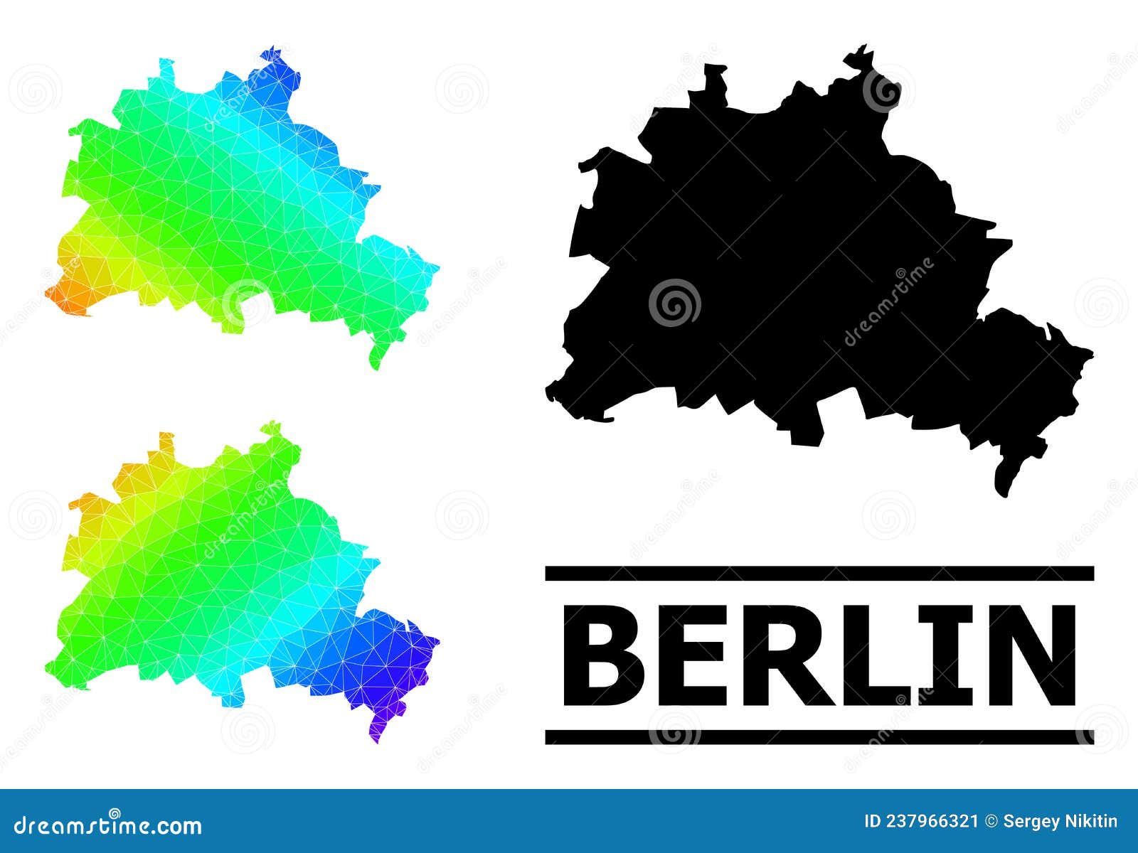 Lowpoly Spectrum Map of Berlin City with Diagonal Gradient Stock ...