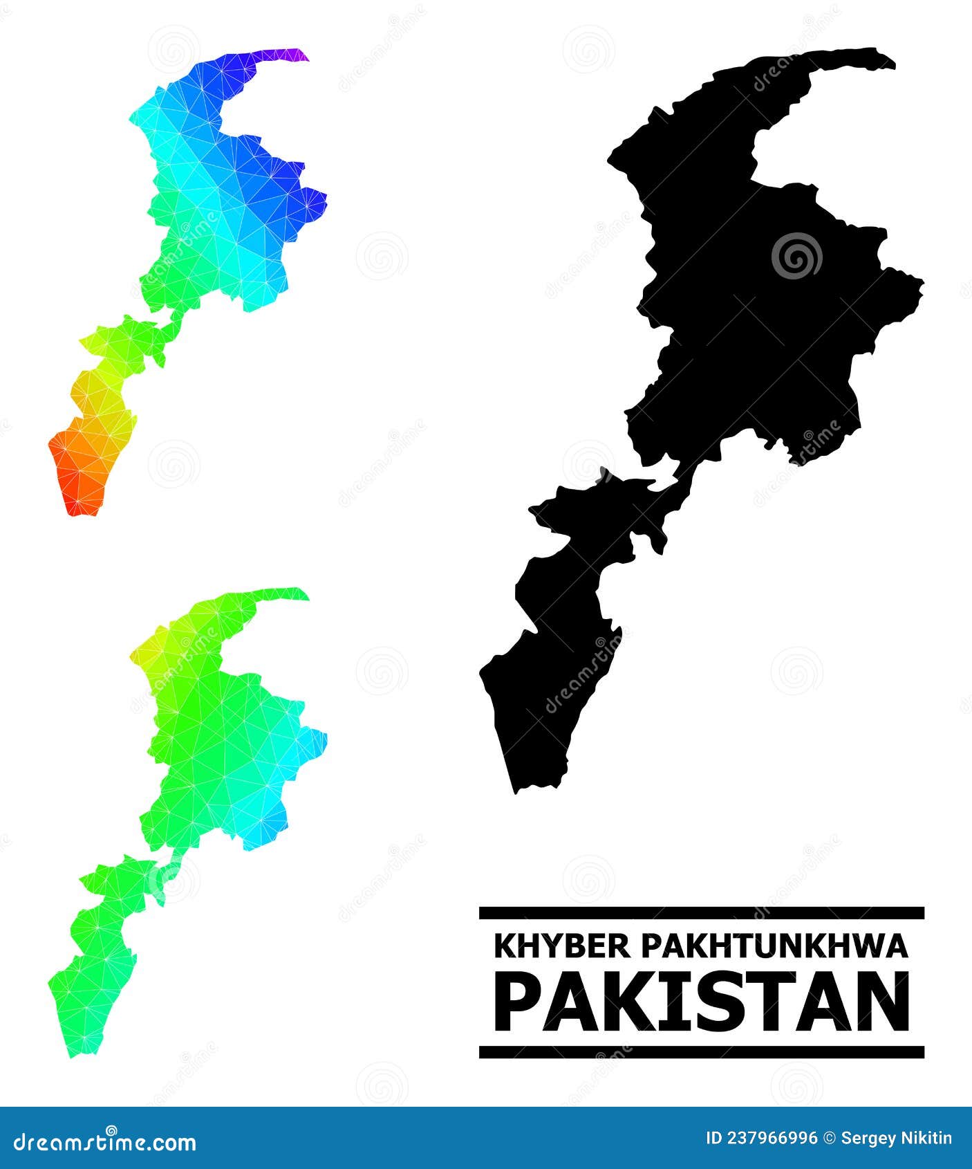 Lowpoly Spectrum Map of Khyber Pakhtunkhwa Province with Diagonal ...