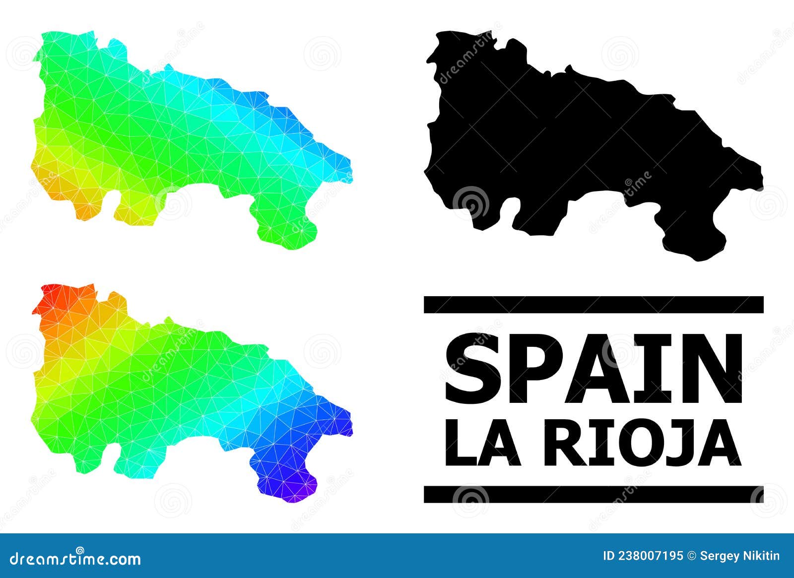 Lowpoly Spectrum Map of La Rioja Spanish Province with Diagonal ...
