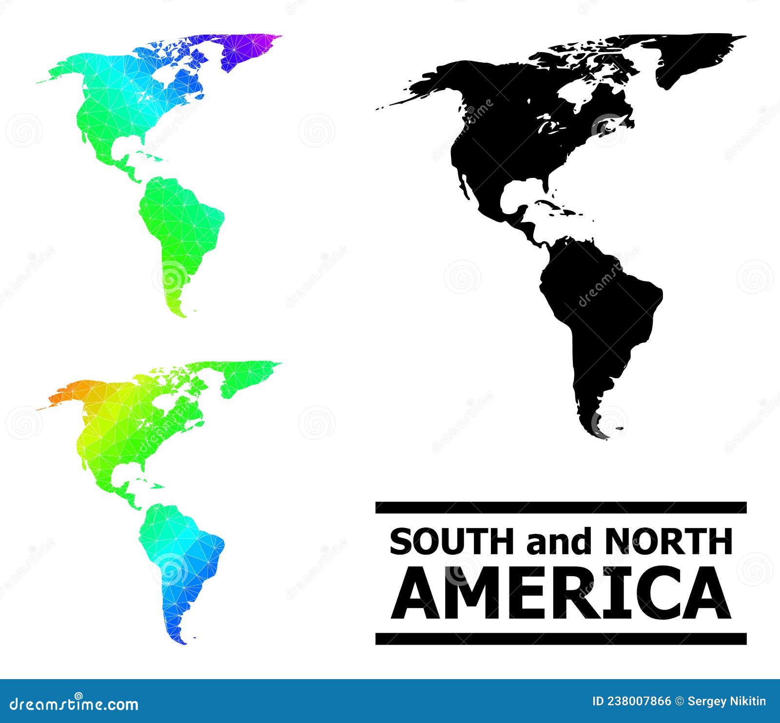 Lowpoly Spectrum Map of South and North America with Diagonal Gradient ...