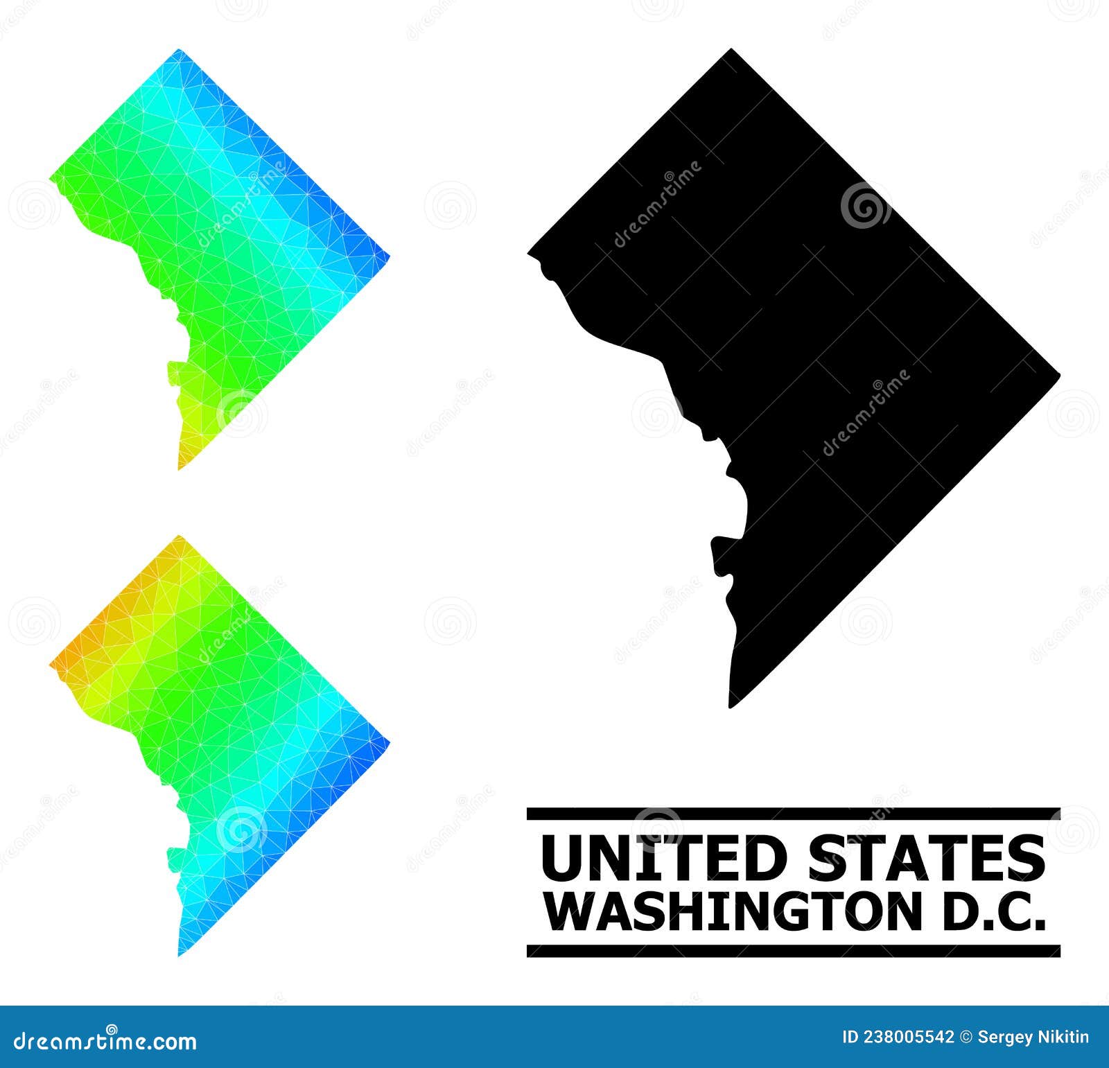 Lowpoly Spectrum Map of Washington DC with Diagonal Gradient Stock ...