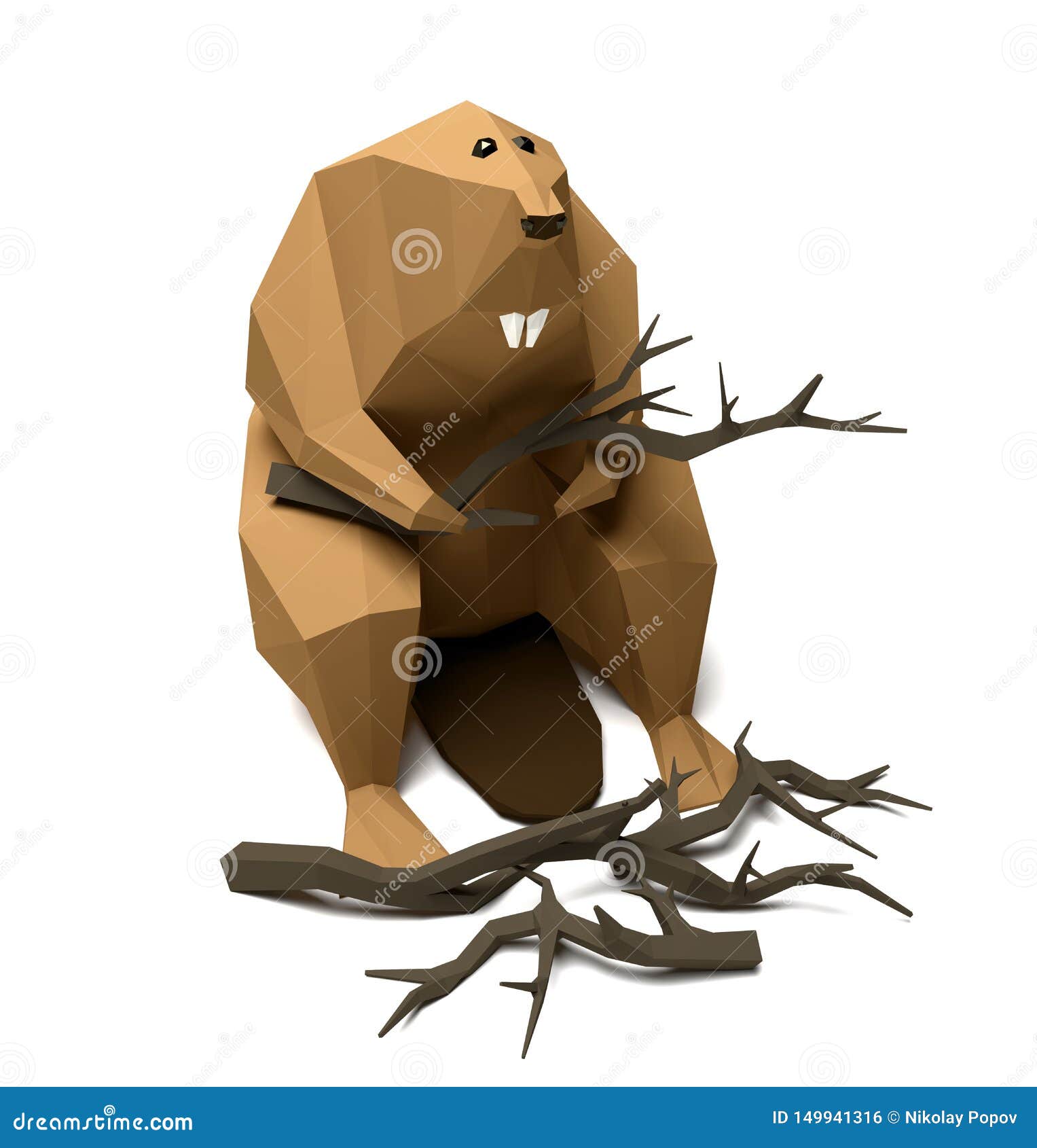 Lowpoly toothed beaver stock illustration. Illustration of rodent ...