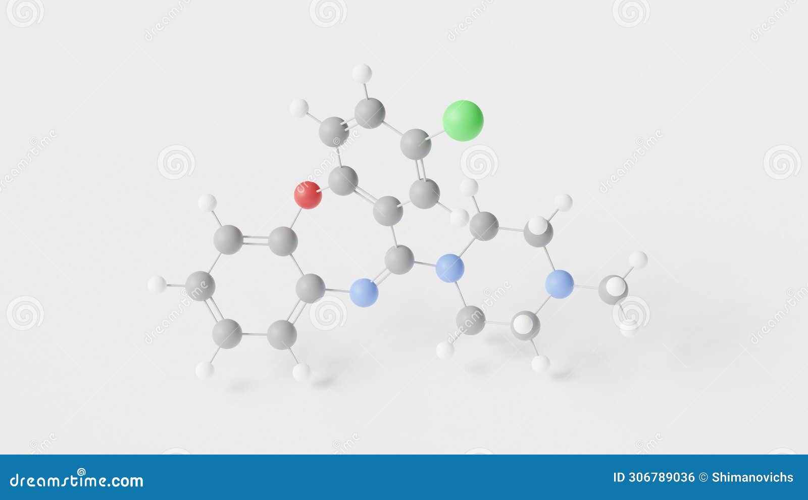 Loxapine Molecule 3d, Molecular Structure, Ball and Stick Model ...