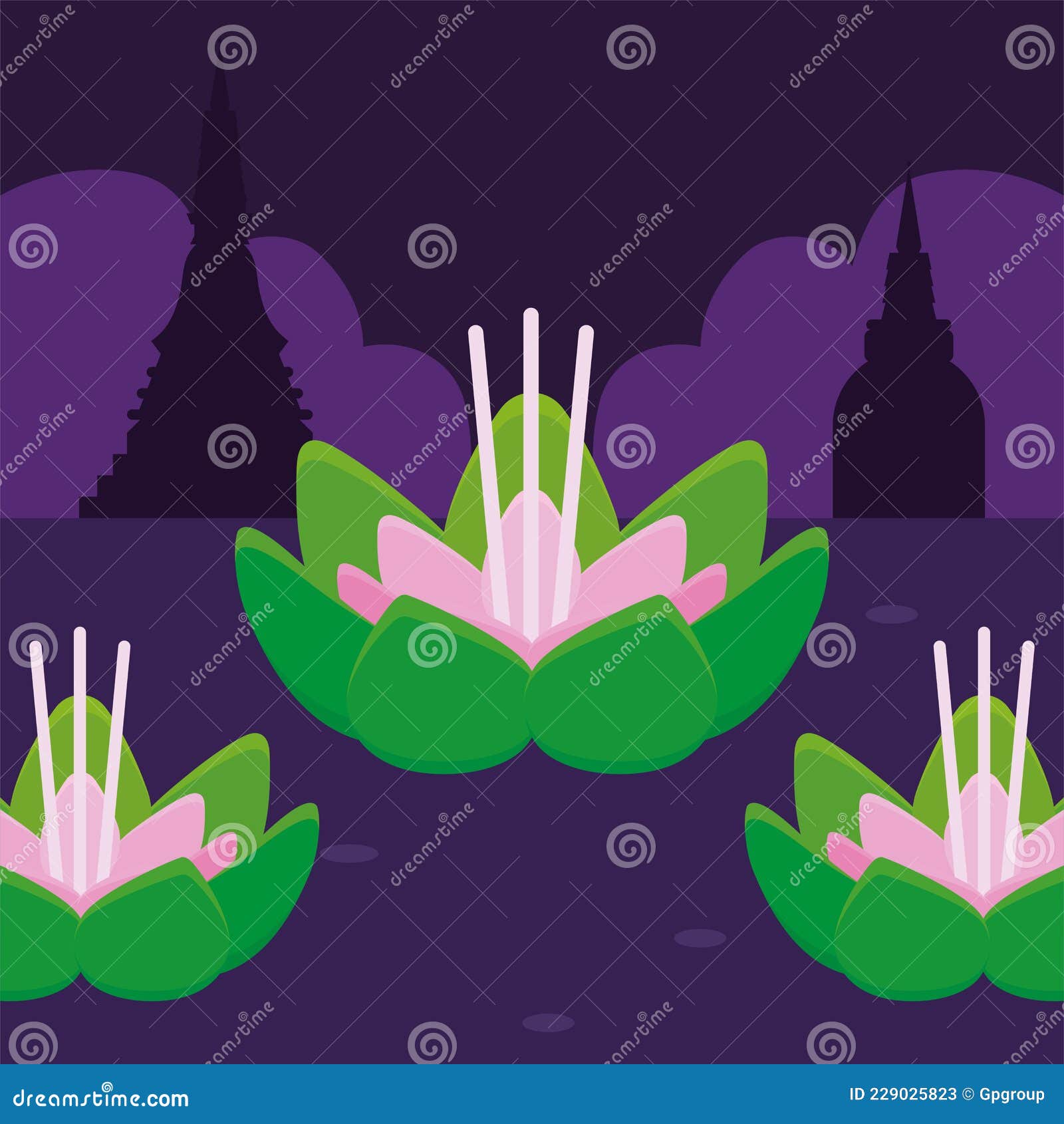 Loy krathong design stock vector. Illustration of thailand - 229025823