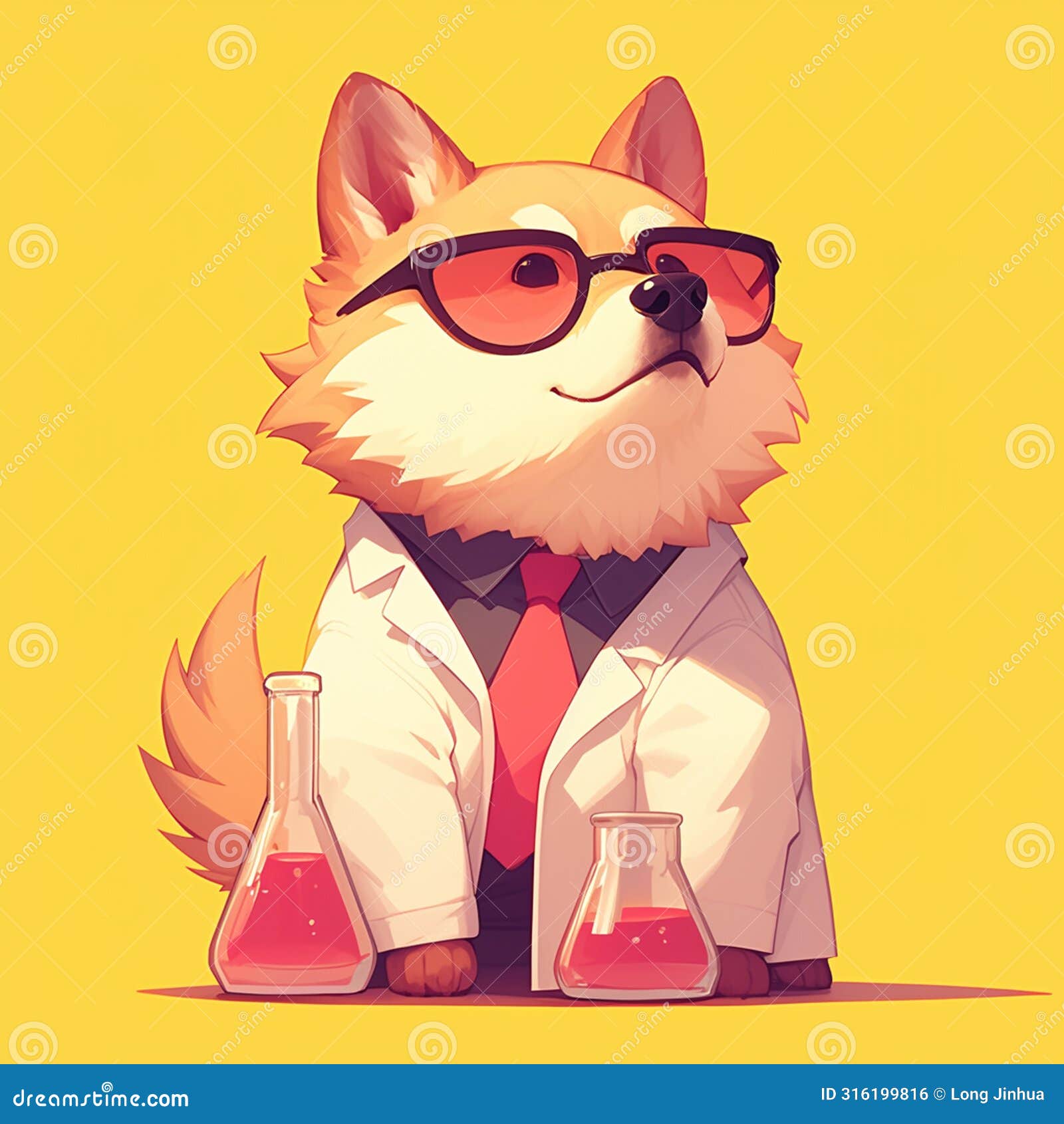 A Loyal Dog Scientist Cartoon Style Stock Vector - Illustration of ...