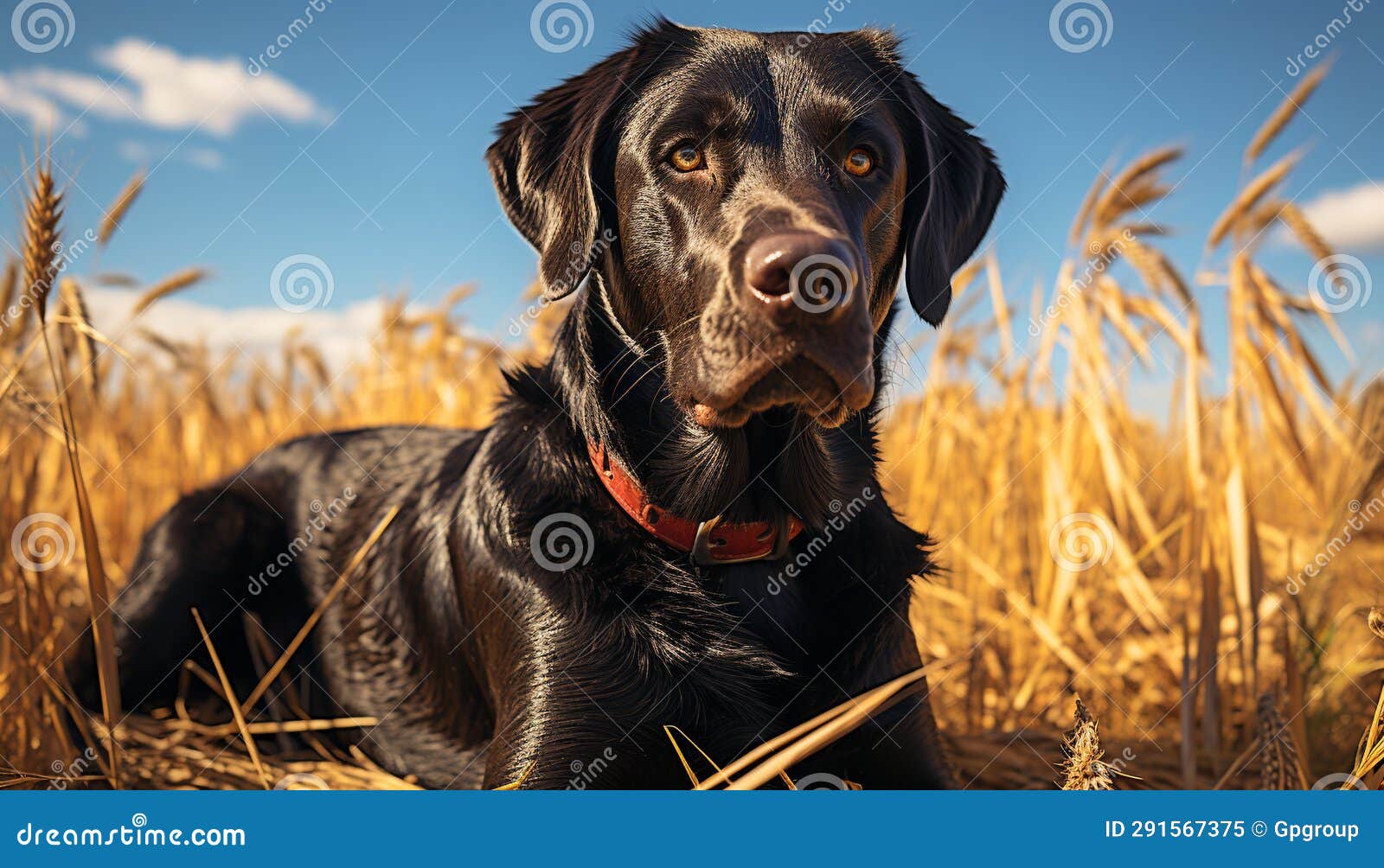 A Loyal Labrador Puppy Sitting in the Grass, Looking at Camera ...