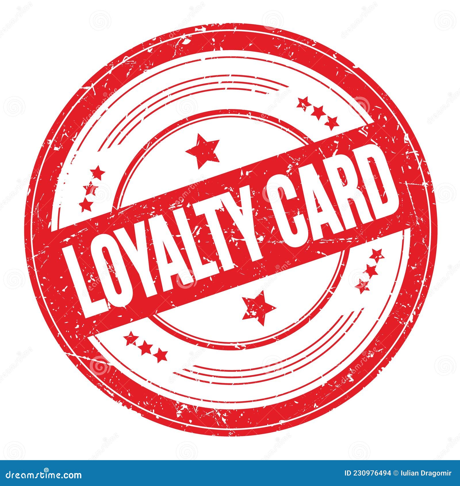 LOYALTY CARD Text on Red Round Grungy Stamp Stock Illustration ...