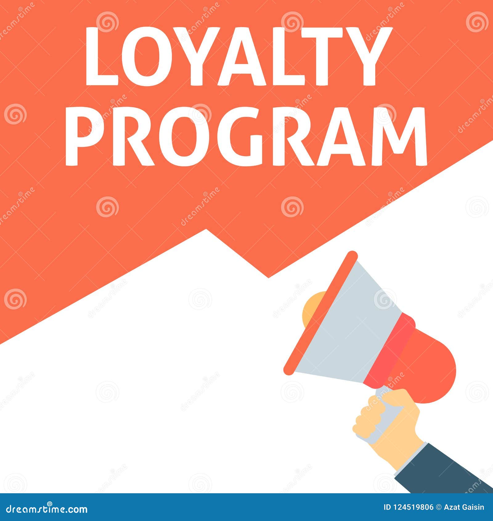 LOYALTY PROGRAM Announcement. Hand Holding Megaphone with Speech Bubble ...
