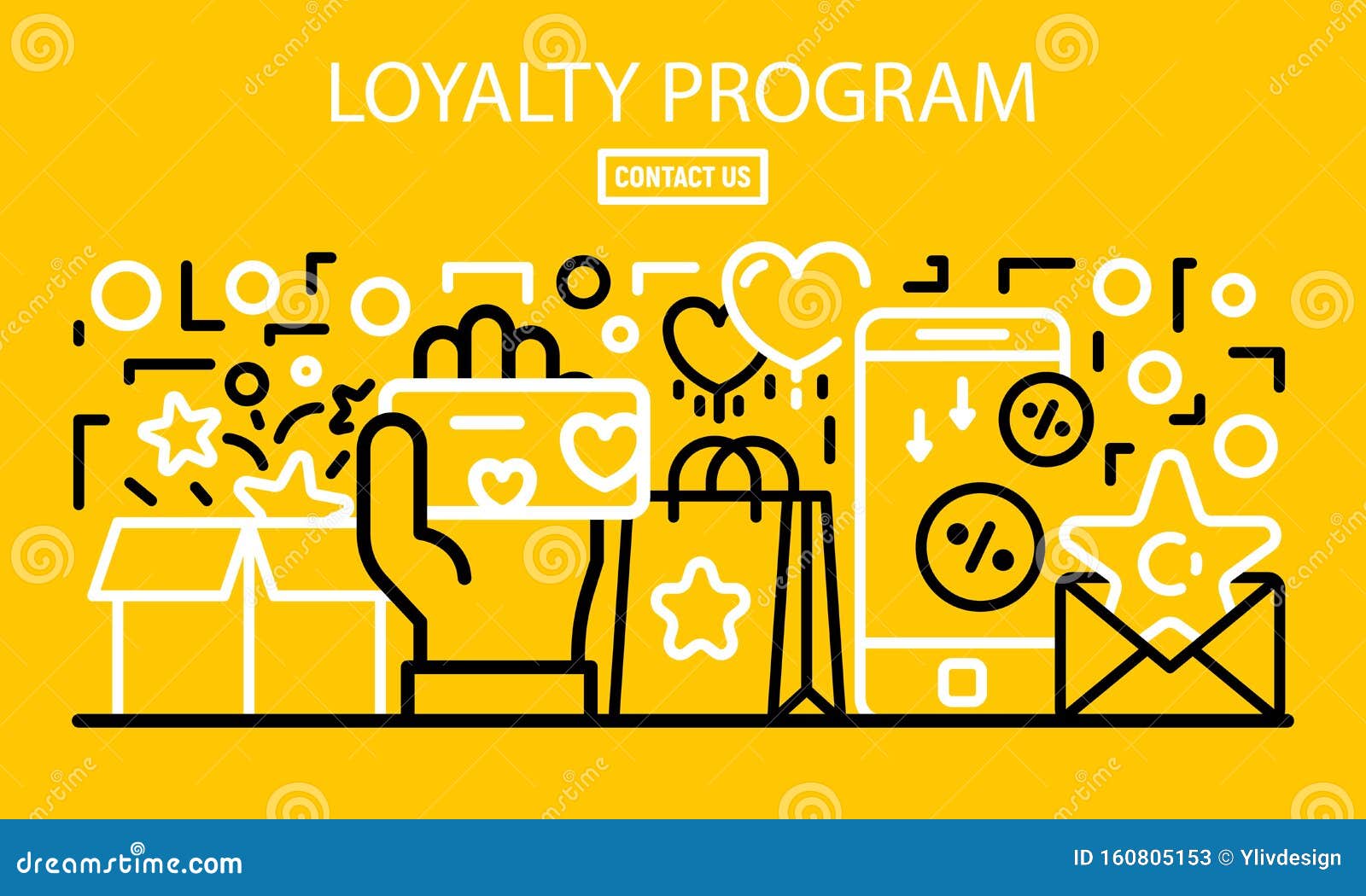 Loyalty Program Banner, Outline Style Cartoon Vector | CartoonDealer ...