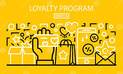 Loyalty Program Banner, Outline Style Stock Vector - Illustration of ...