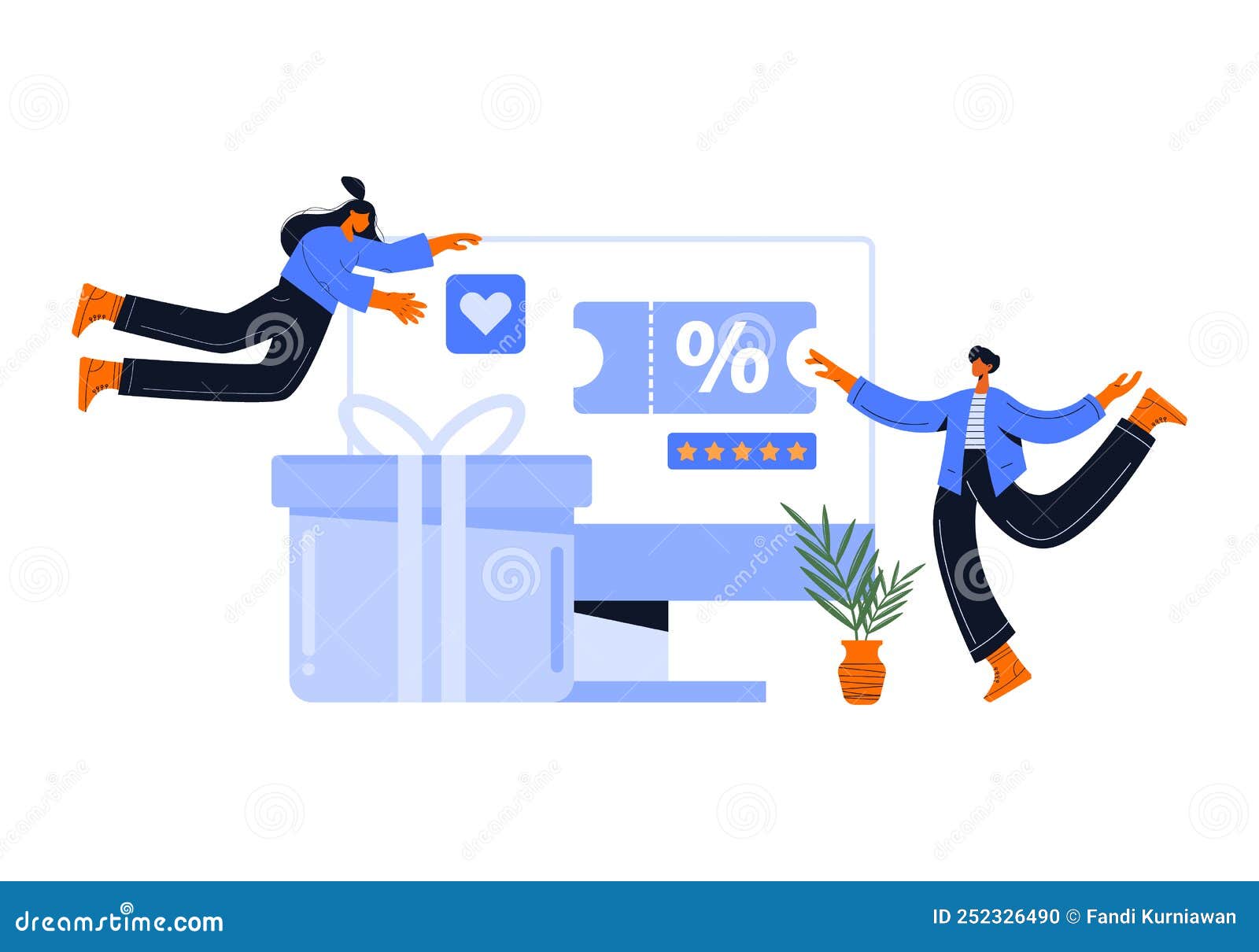 Loyalty Program Concept. People Getting Gifts and Rewards from Store ...