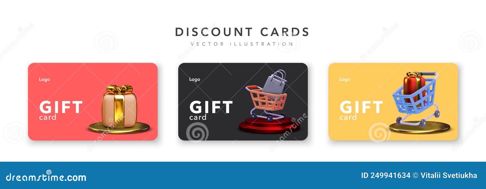 Loyalty Program, Customer Gift Reward Bonus Cards Isolated on White ...