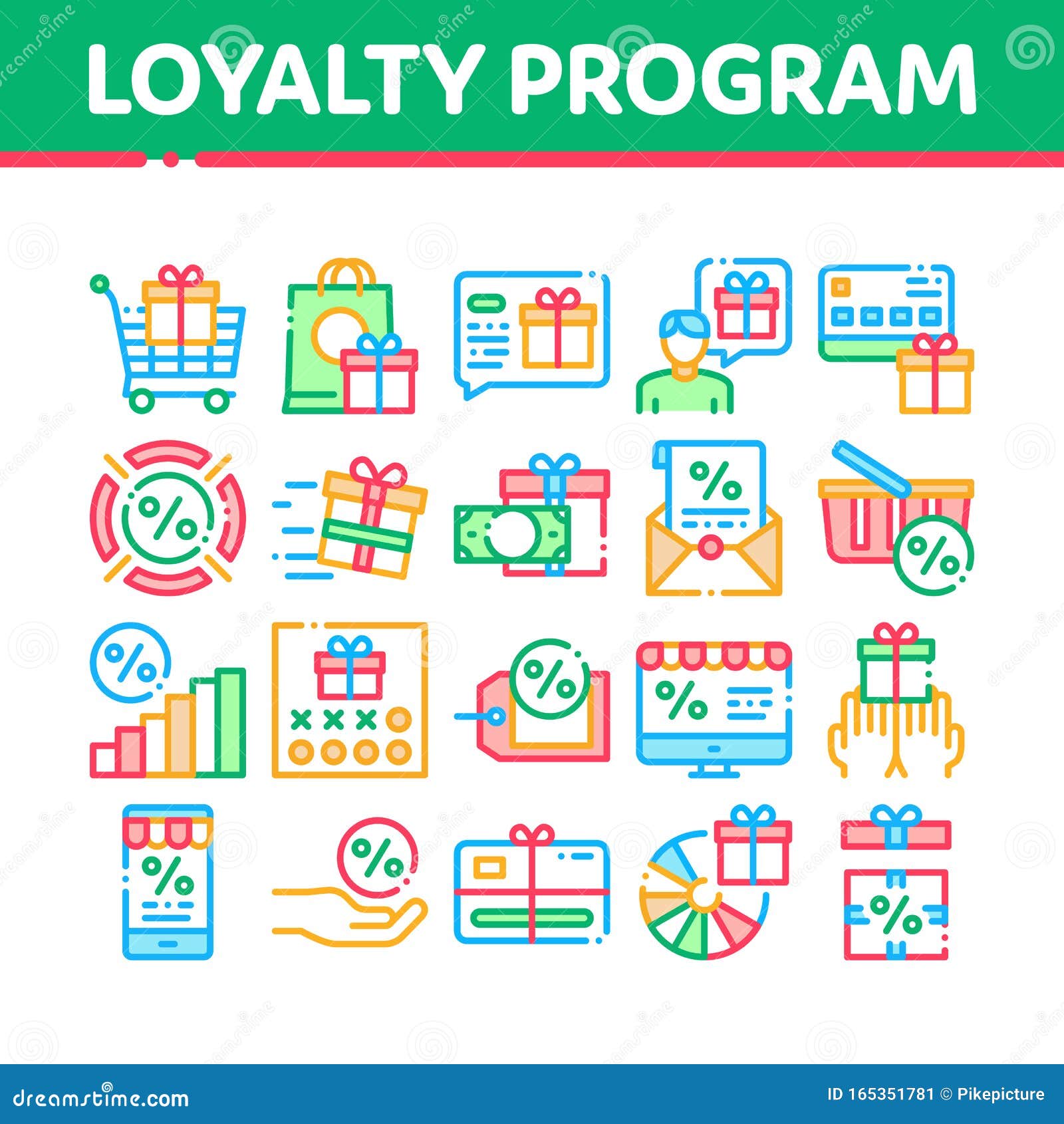 Loyalty Program for Customer Icons Set Vector Stock Vector ...