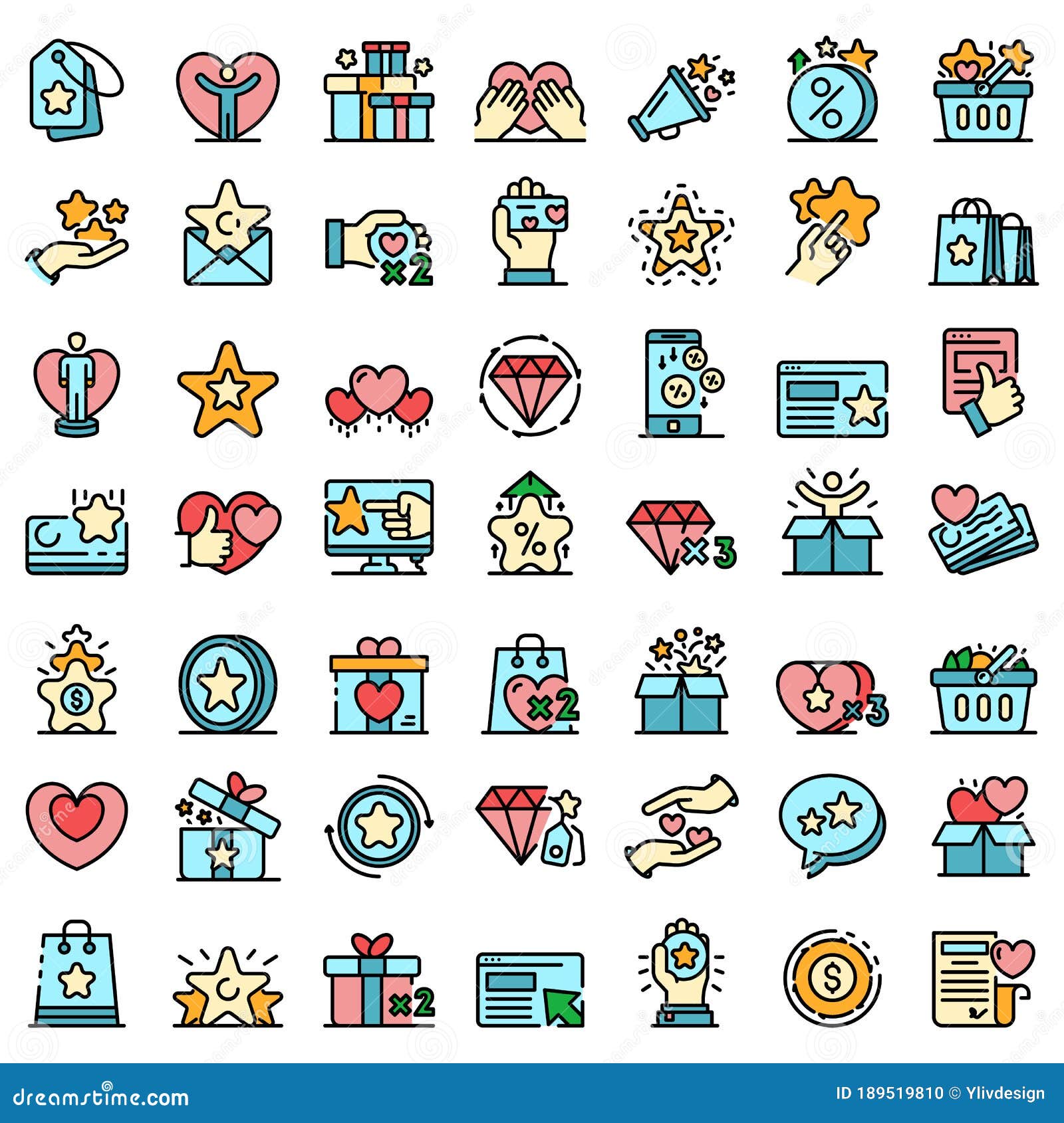 Loyalty Program Icons Vector Flat Stock Vector - Illustration of gift ...