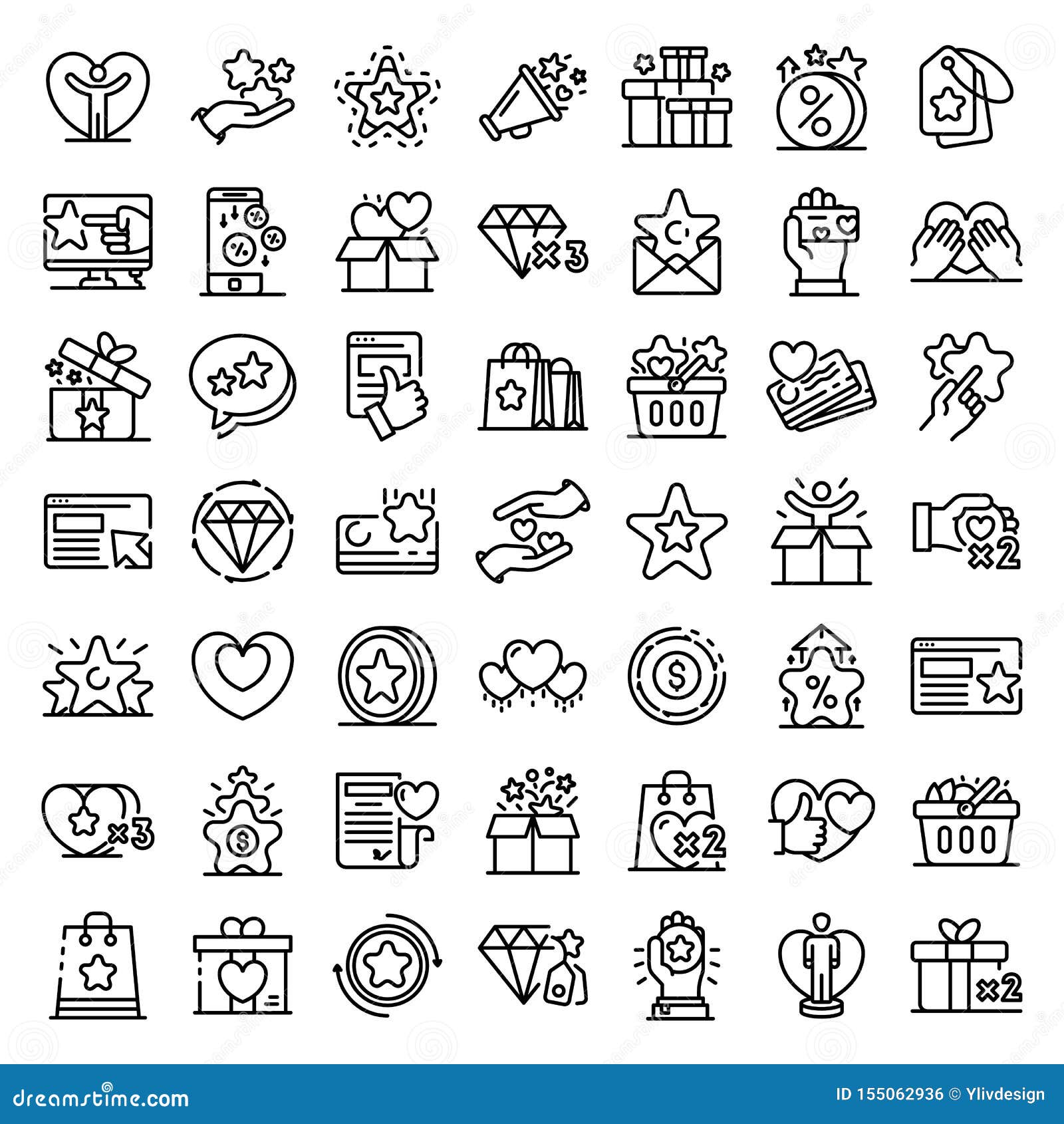 Loyalty Program Icons Set, Outline Style Stock Vector - Illustration of ...