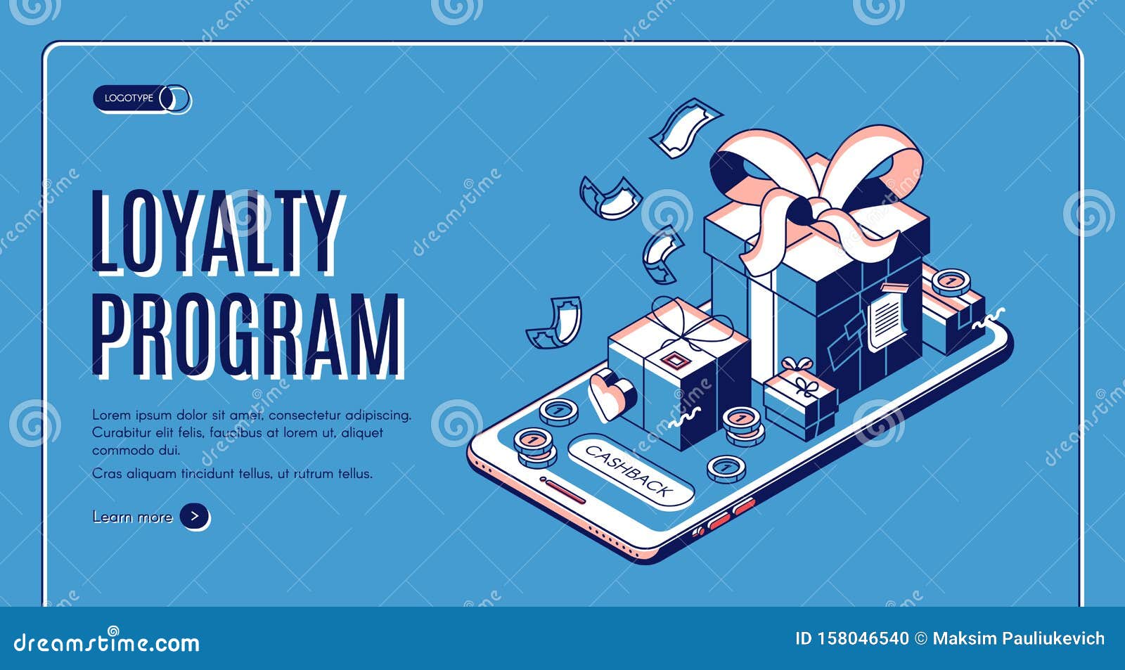Loyalty Program Isometric Web Banner Gift Boxes Stock Vector ...