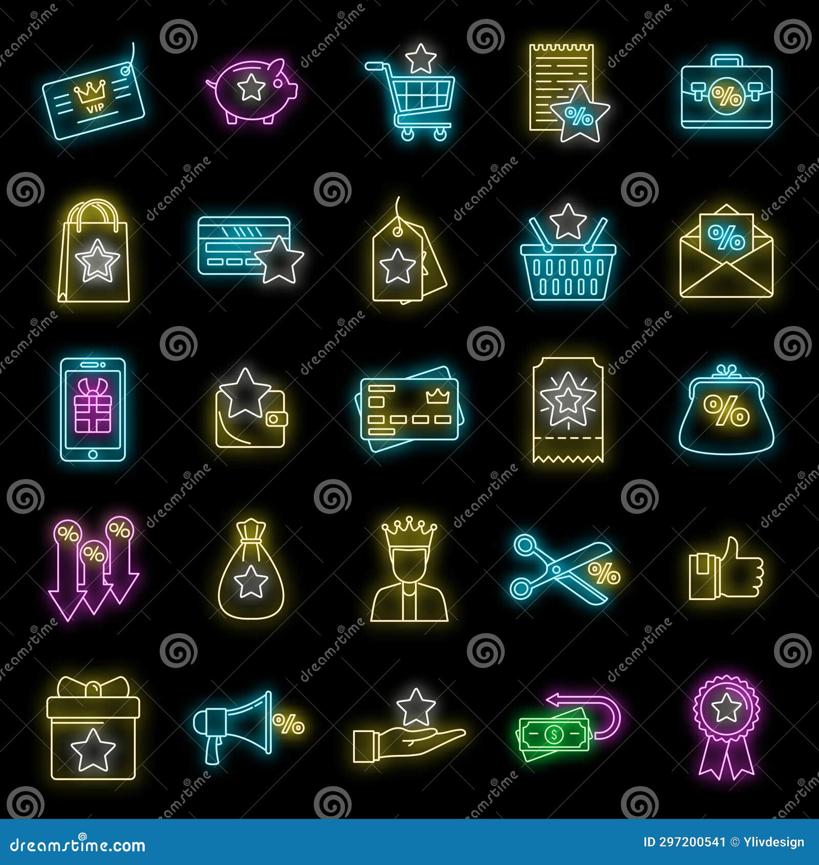 Loyalty Program Reward Icons Set Vector Neon Stock Vector ...
