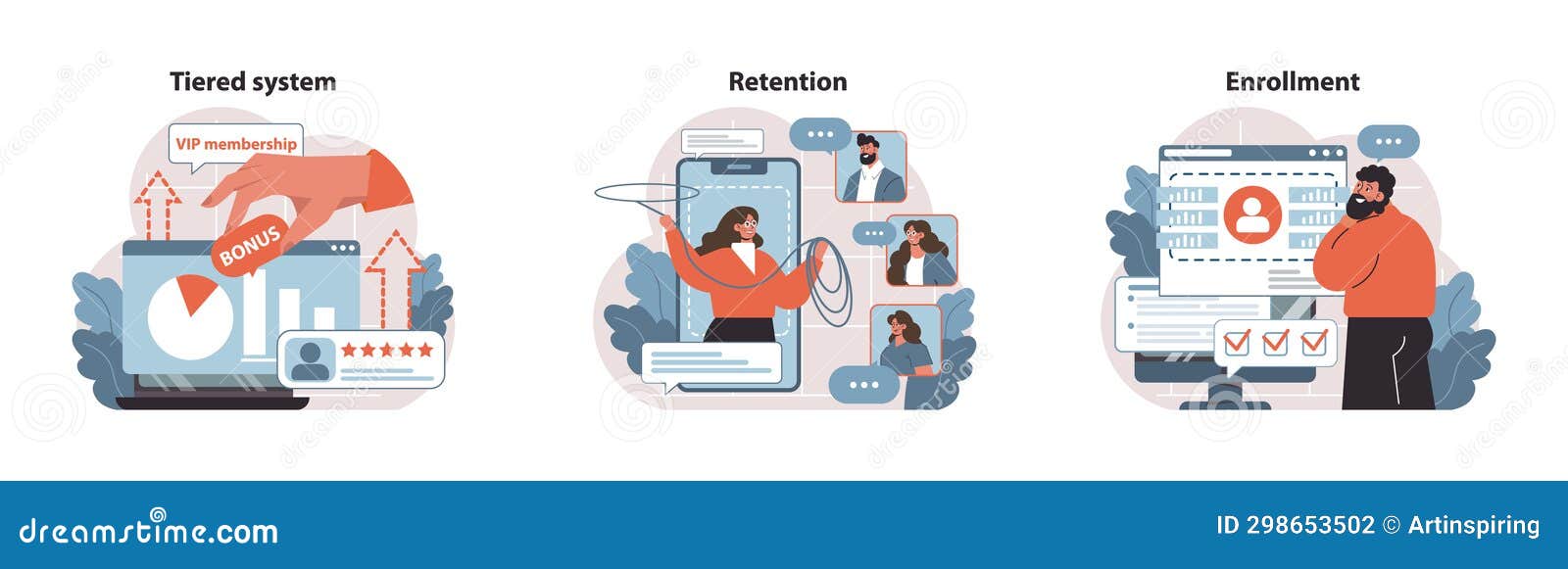 Loyalty Program Set. Flat Vector Illustration. Stock Illustration ...