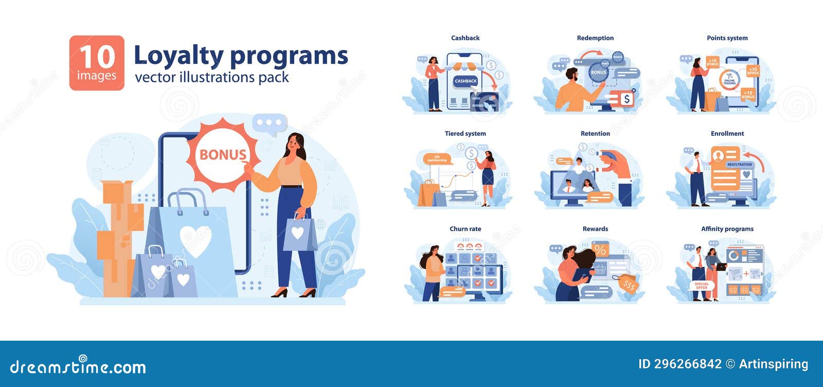 Loyalty Programs Set. Flat Vector Illustration Stock Vector ...