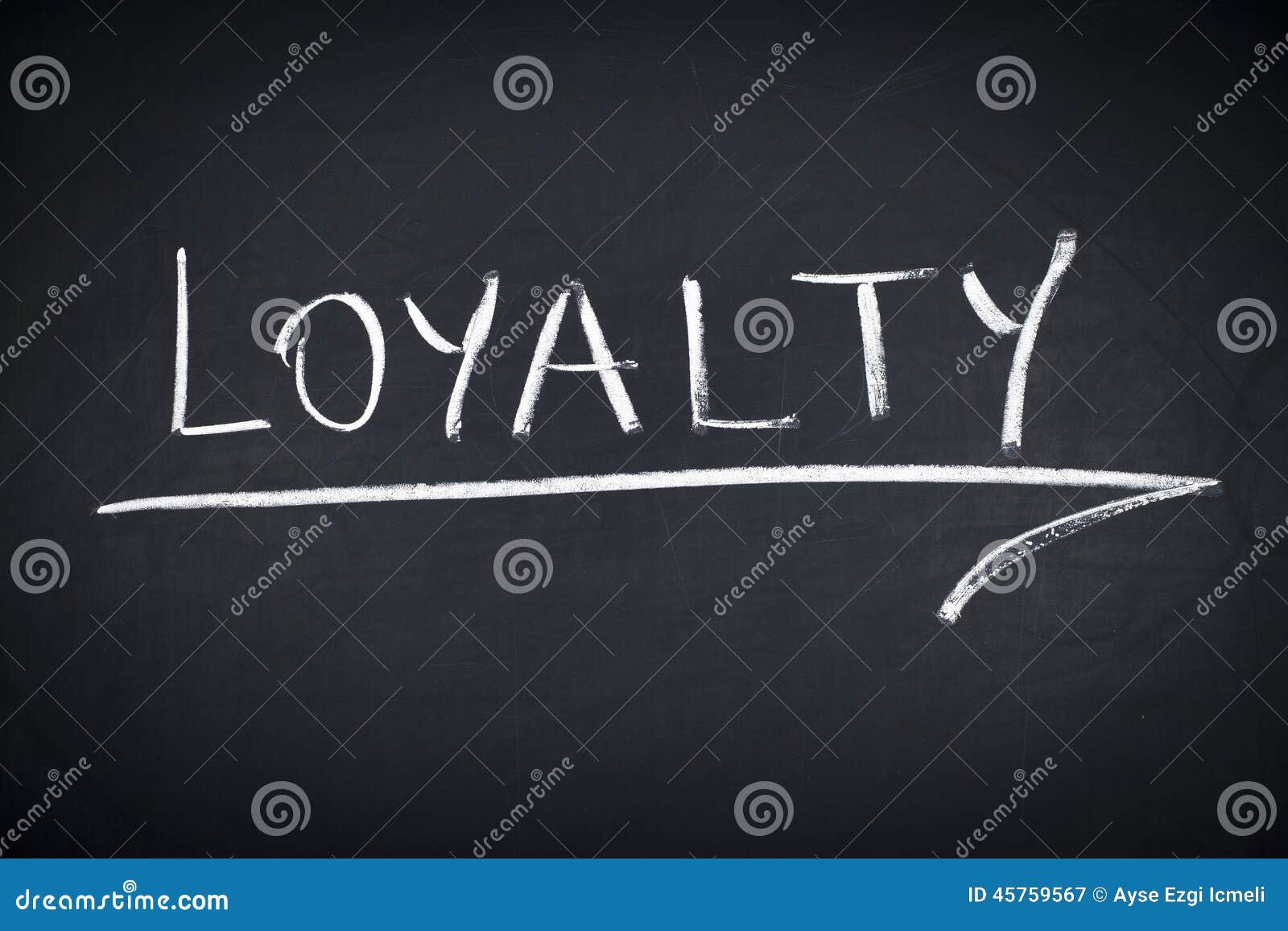 Loyalty Word on Blackboard stock image. Image of single - 45759567