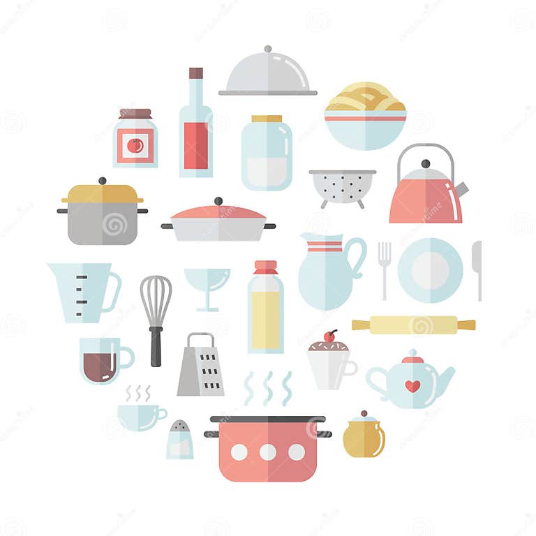 Loza Y Cocinar El Ejemplo Plano Del Vector Del Círculo Ilustración del ... Loza Y Cocinar El Ejemplo Plano Del Vector Del Círculo Ilustración del ...