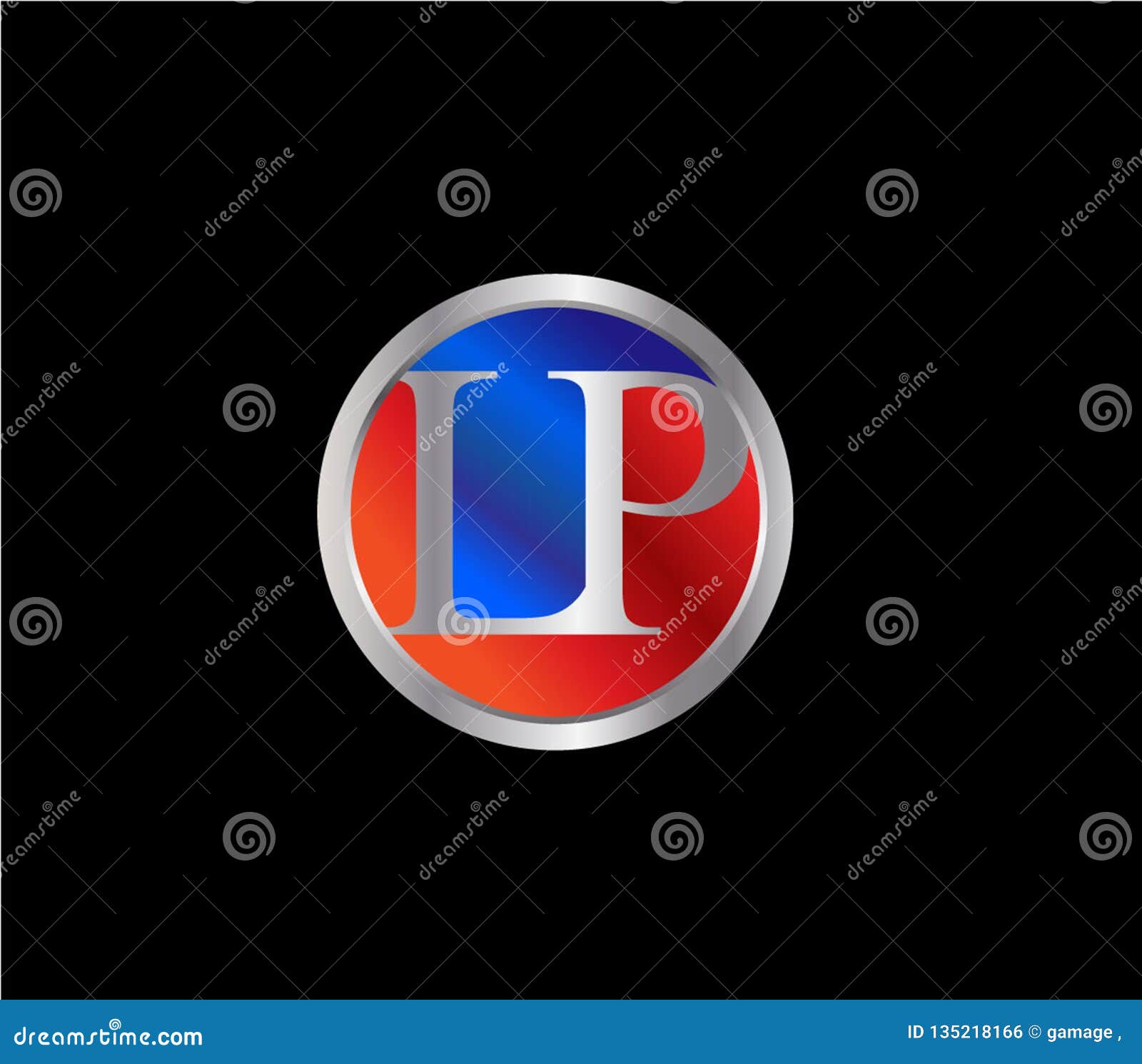 LP Initial Circle Shape Red Blue Silver Color Later Logo Design Stock ...