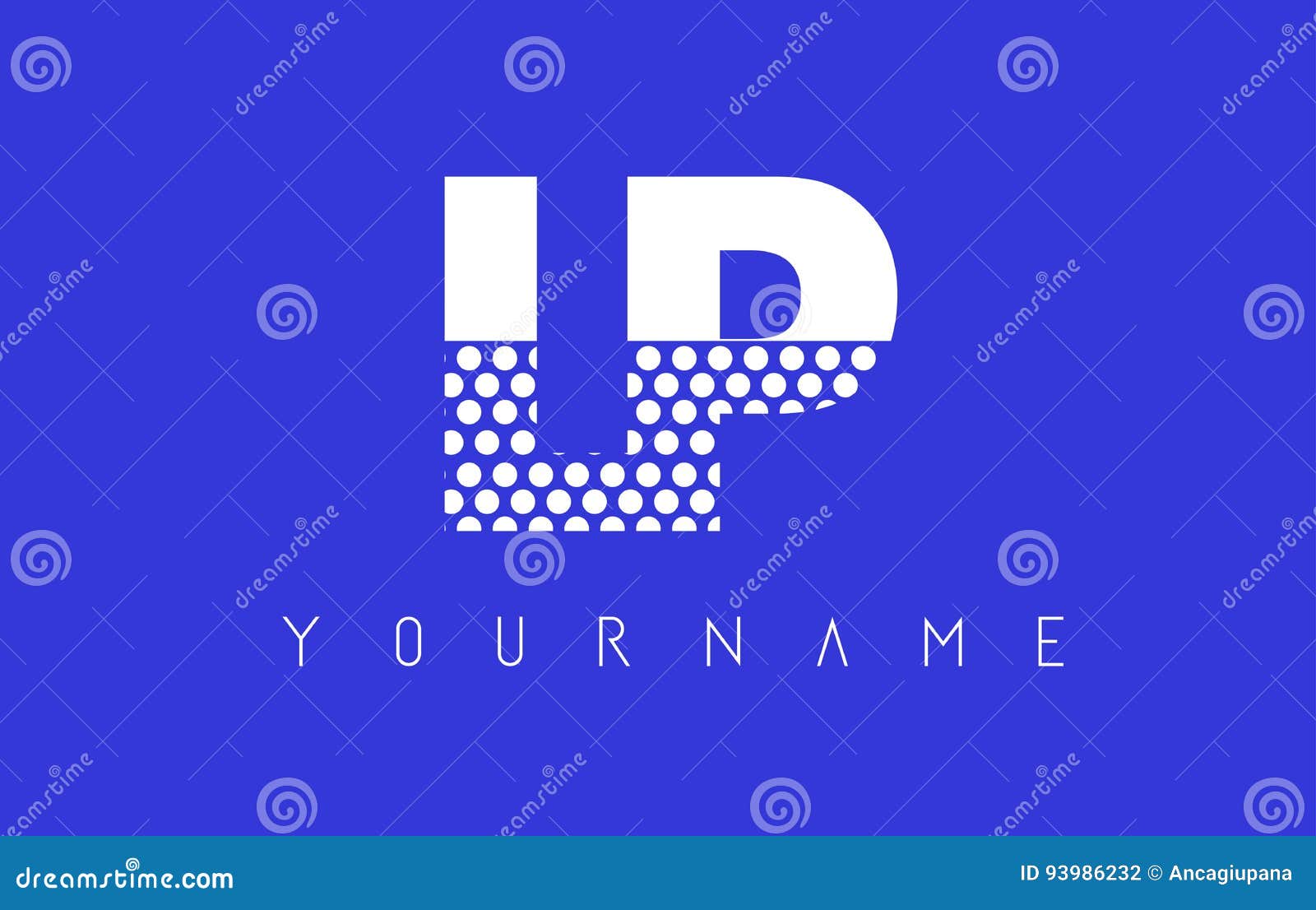 LP L P Dotted Letter Logo Design with Blue Background. Stock Vector ...