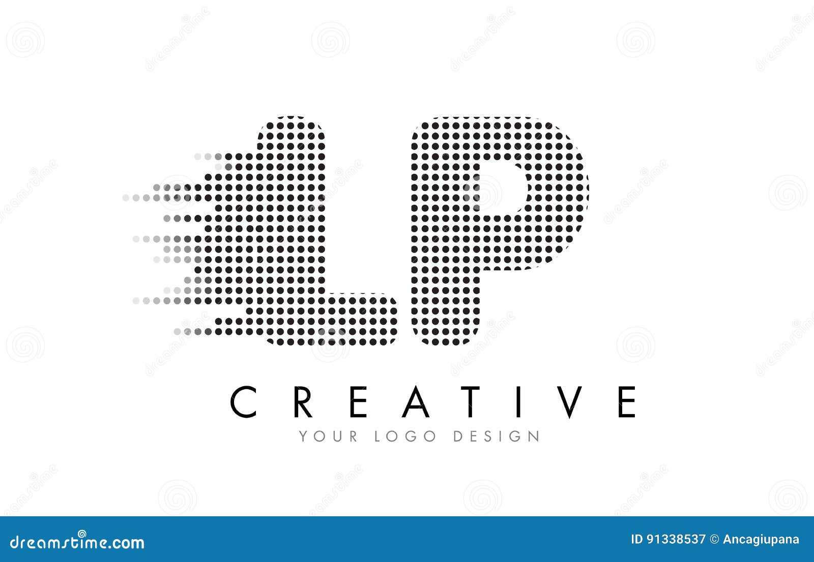LP L P Letter Logo with Black Dots and Trails. Stock Vector ...