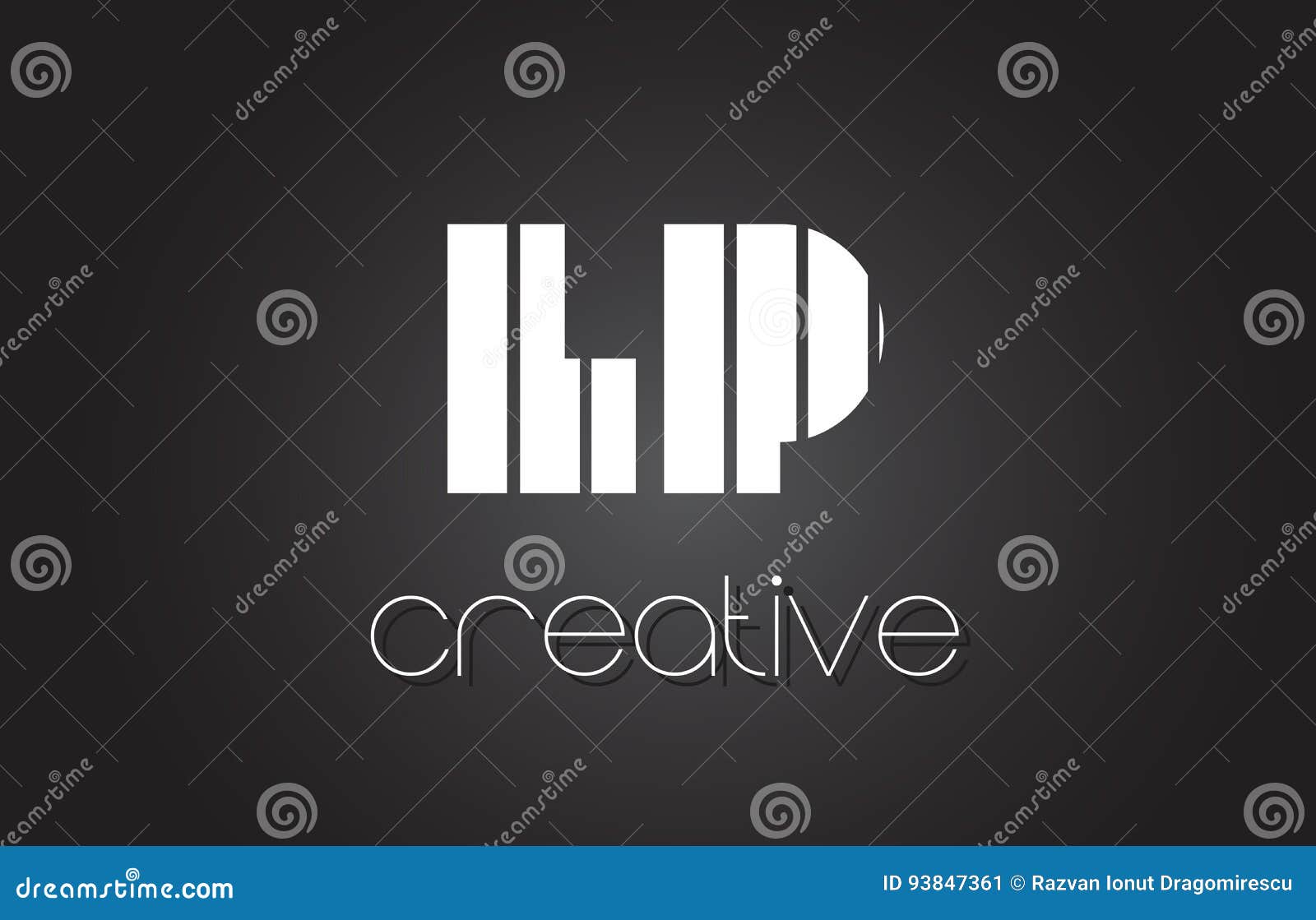 LP L P Letter Logo Design With White And Black Lines. Cartoon Vector ...