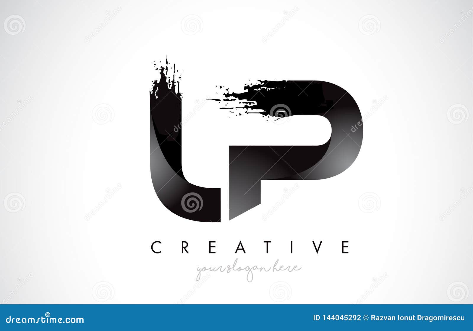 LP Letter Design with Brush Stroke and Modern 3D Look Stock Vector ...