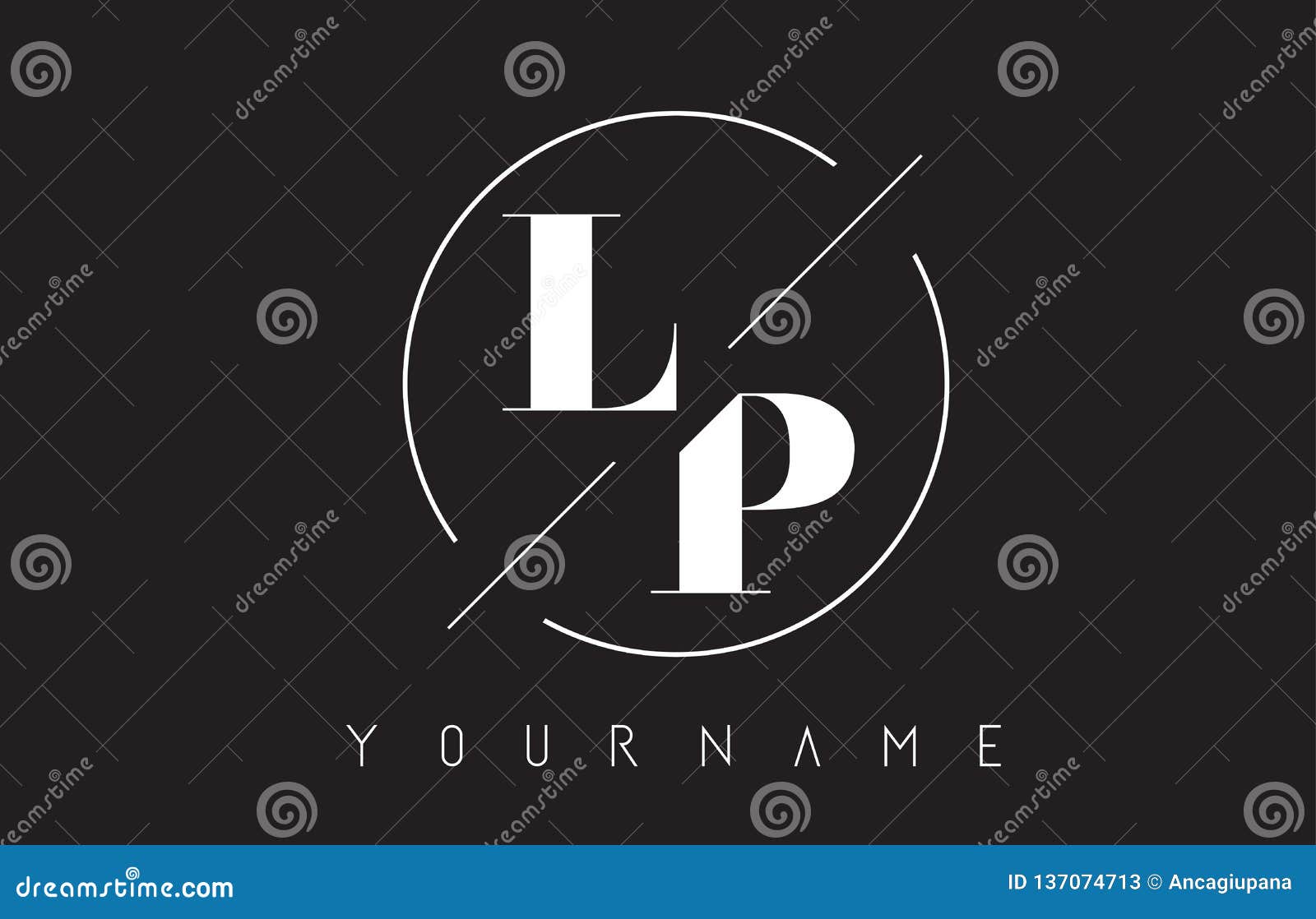 LP Letter Logo with Cutted and Intersected Design Stock Vector ...