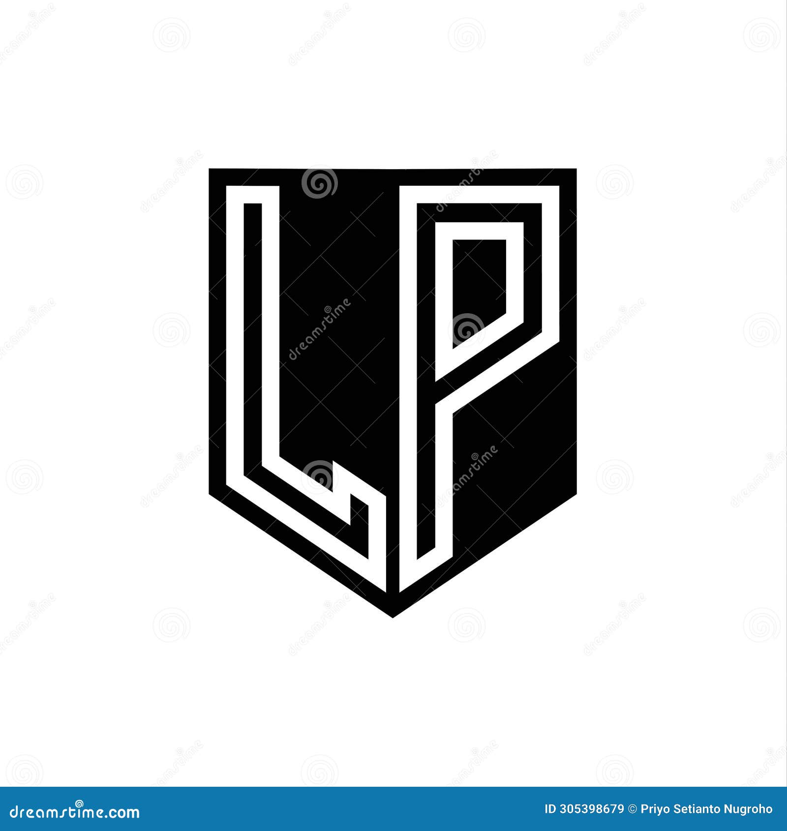LP Logo Monogram Shield Geometric White Line Inside Black Shield Color ...