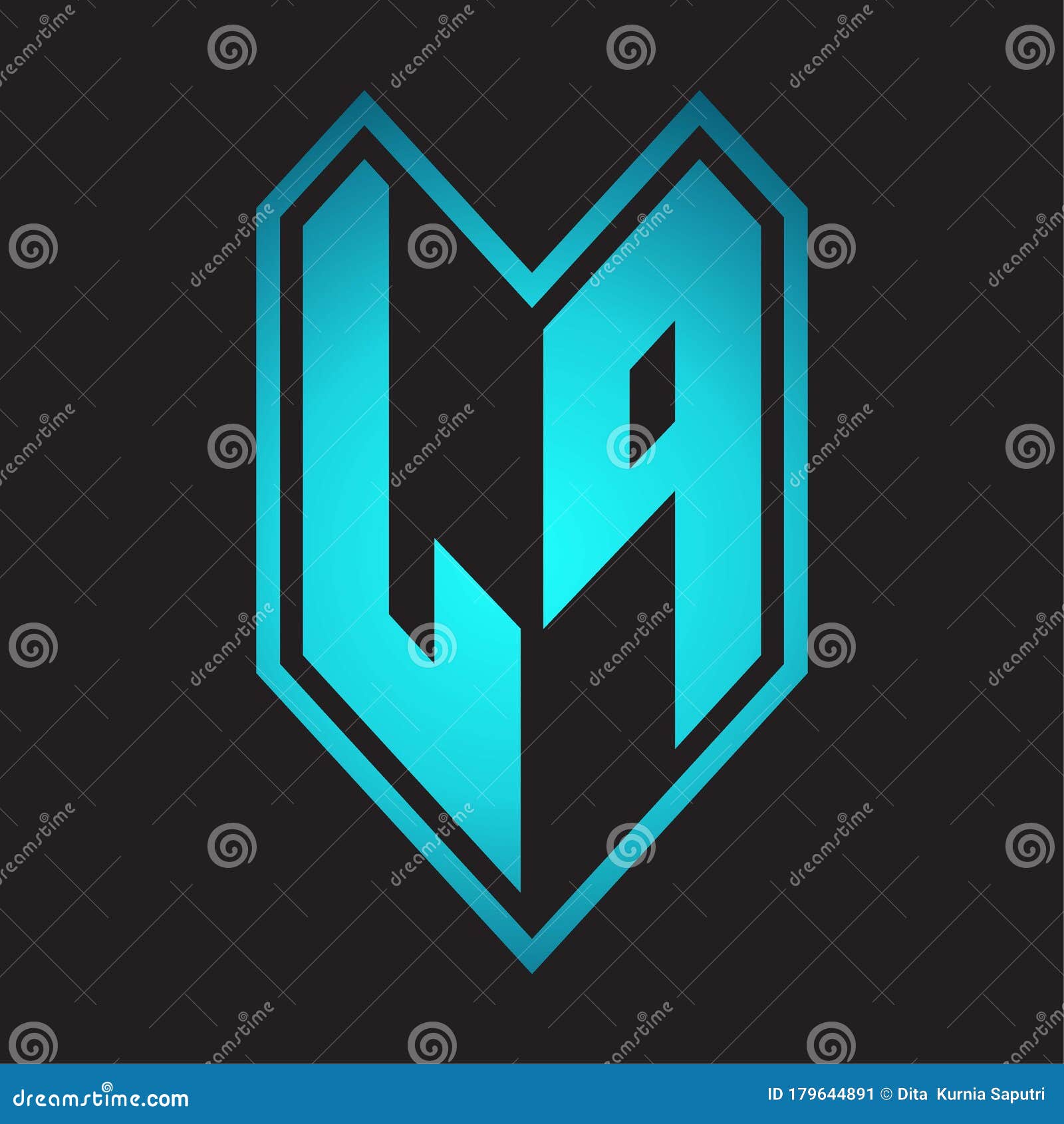 LP Logo Monogram with Emblem Line Style Isolated on Blue Gradient ...