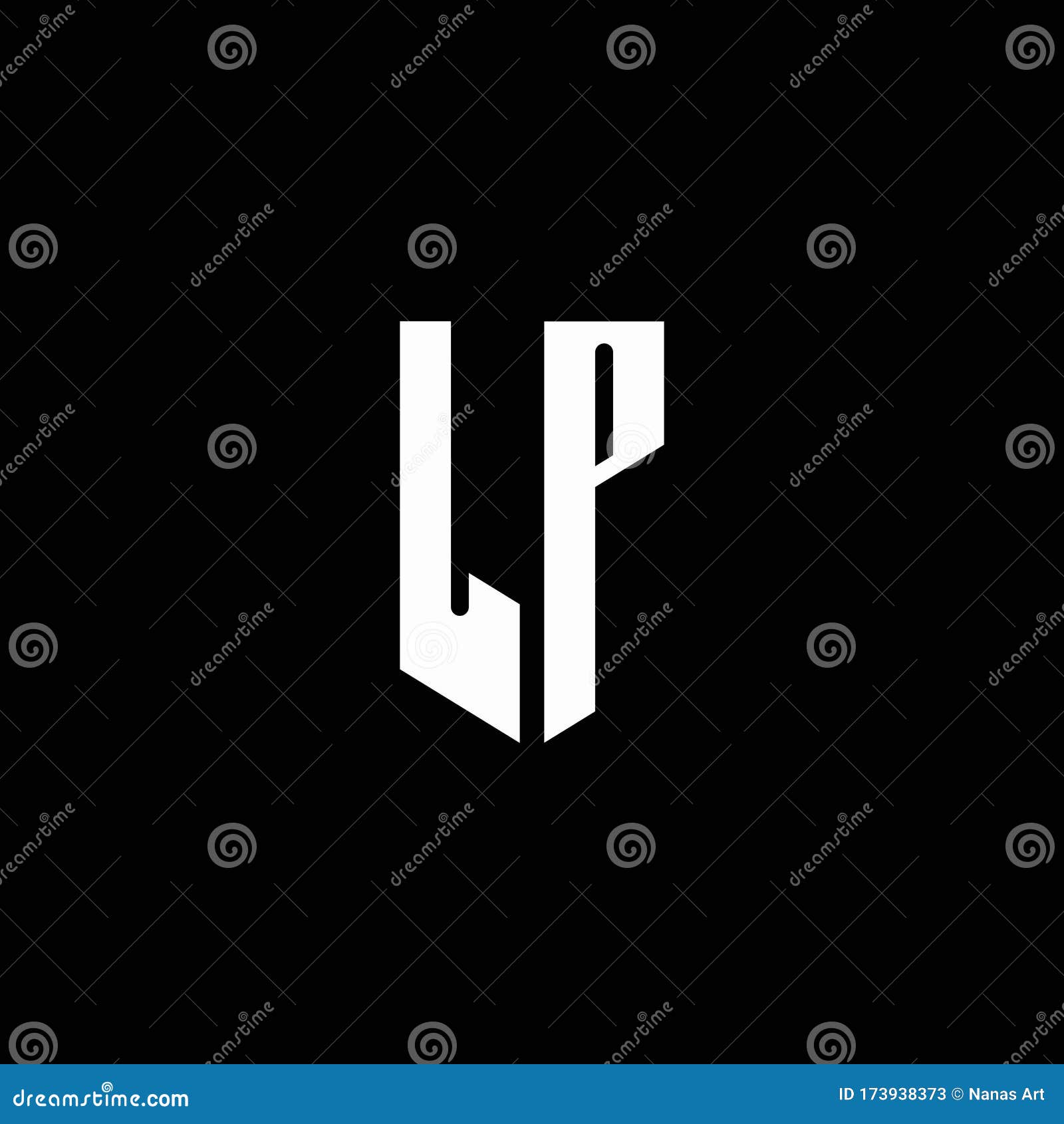 LP Logo Monogram with Emblem Style Isolated on Black Background Stock ...
