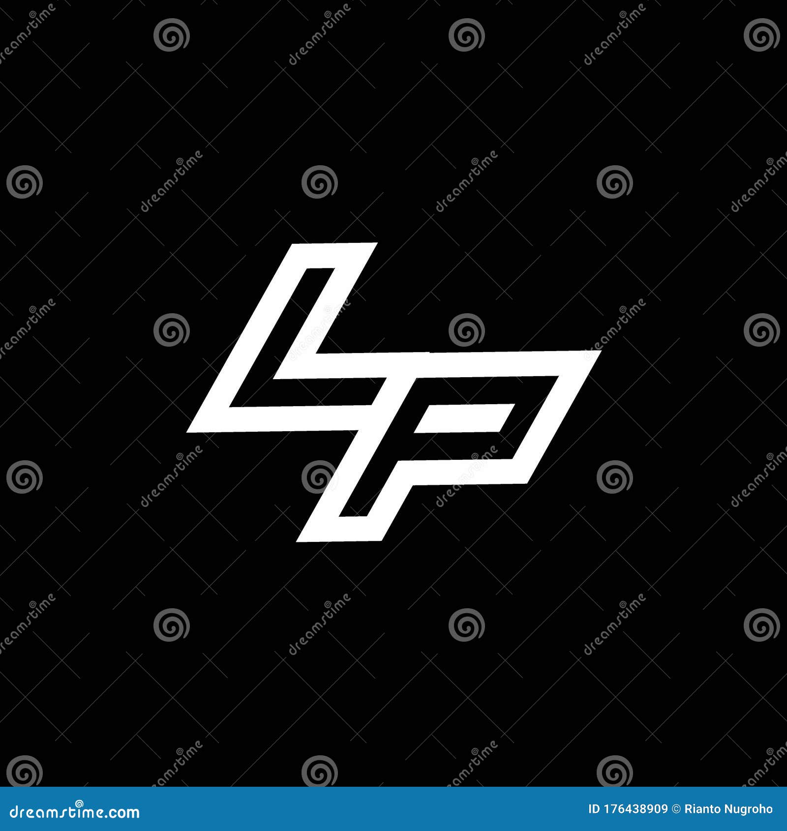 LP Logo Monogram with Up To Down Style Negative Space Design Template ...