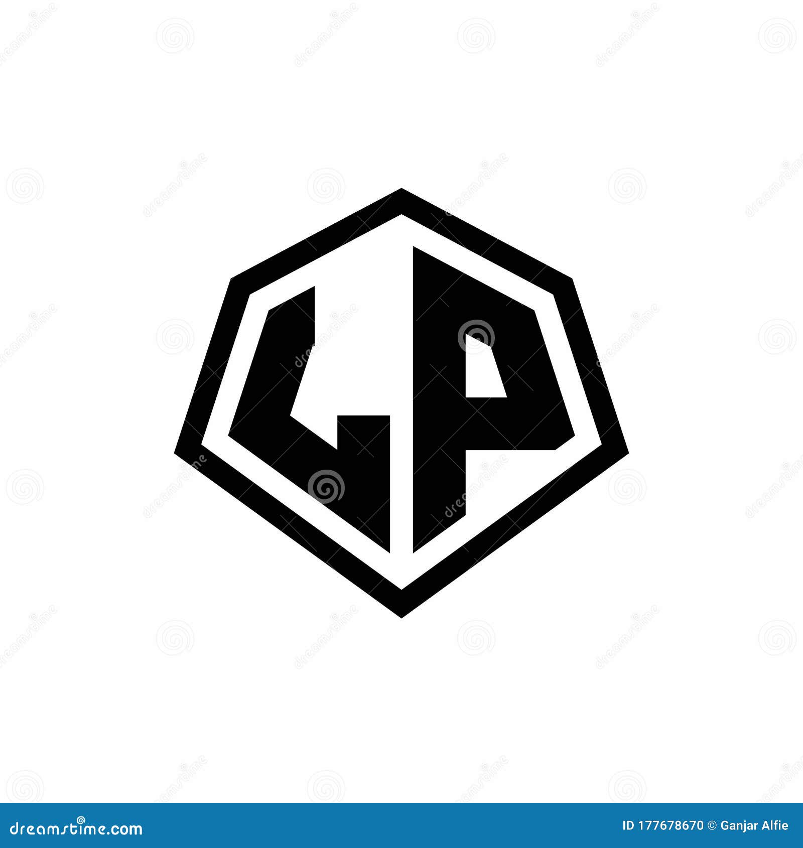 LP Monogram Logo with Hexagon Shape and Line Rounded Style Design ...