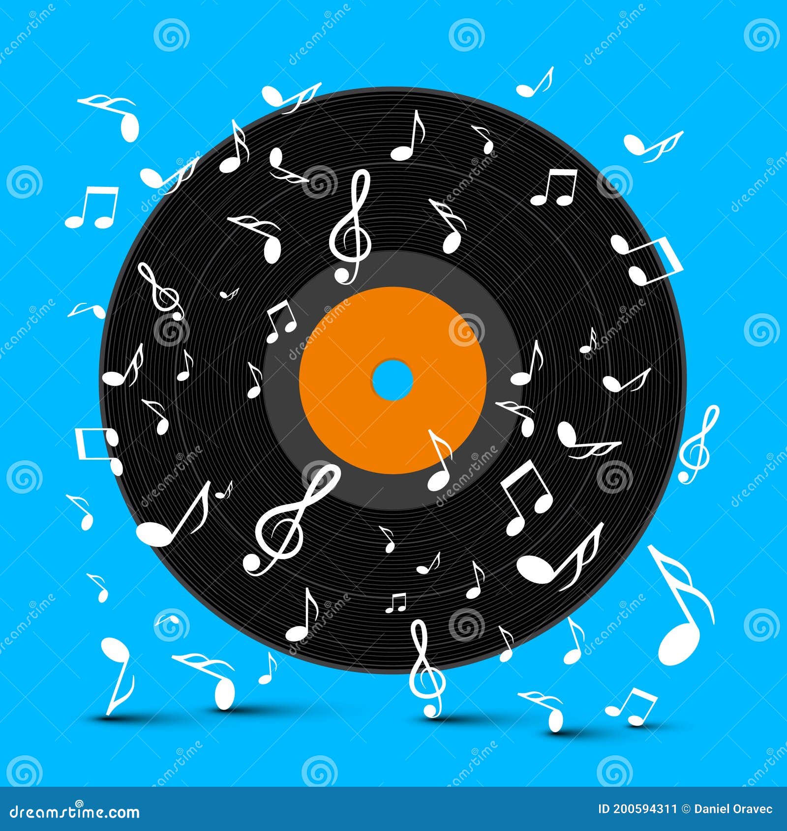 LP Vinyl Record Disc on Blue Background Stock Vector - Illustration of ...