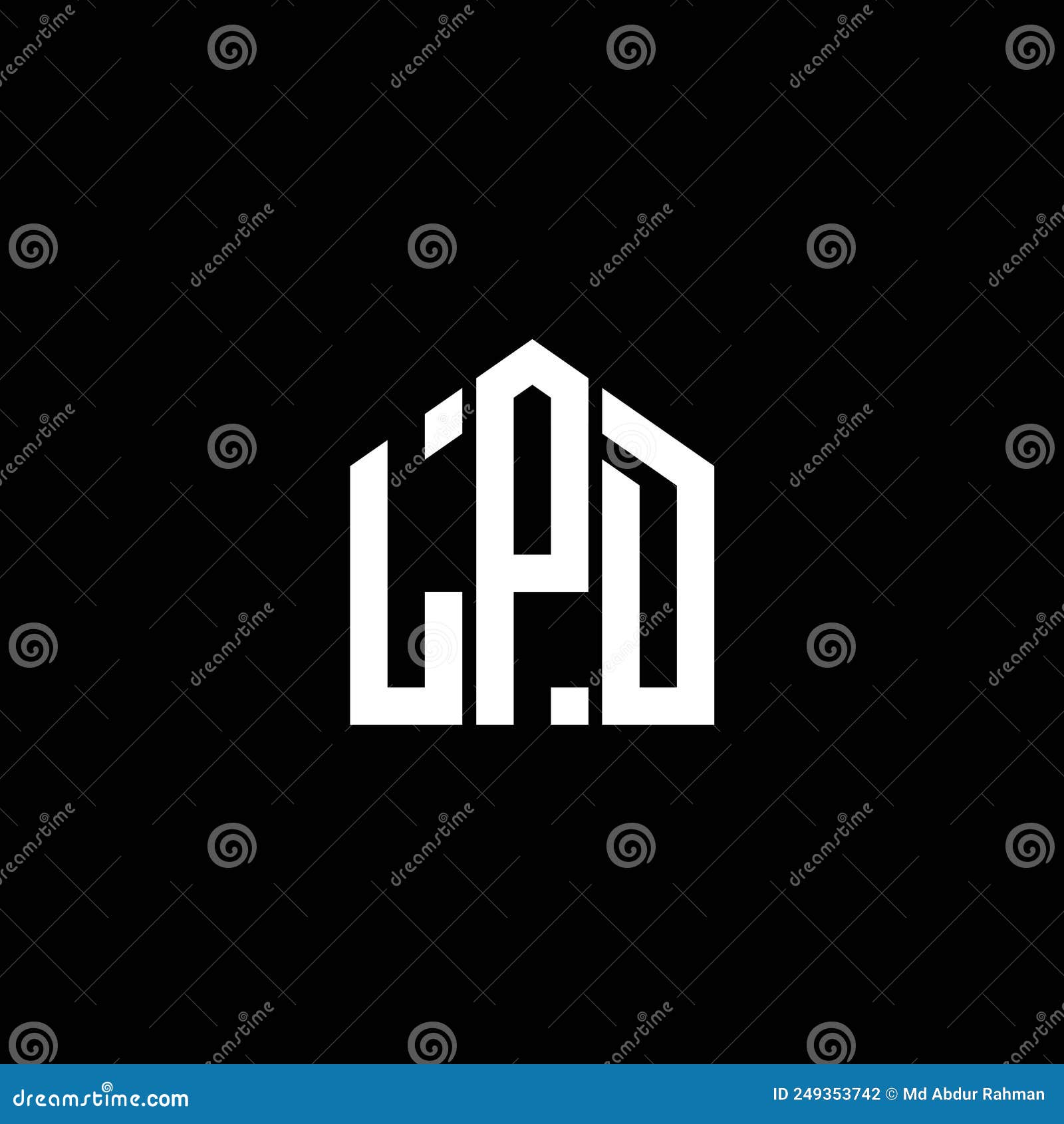 LPD Letter Logo Design on BLACK Background. LPD Creative Initials ...