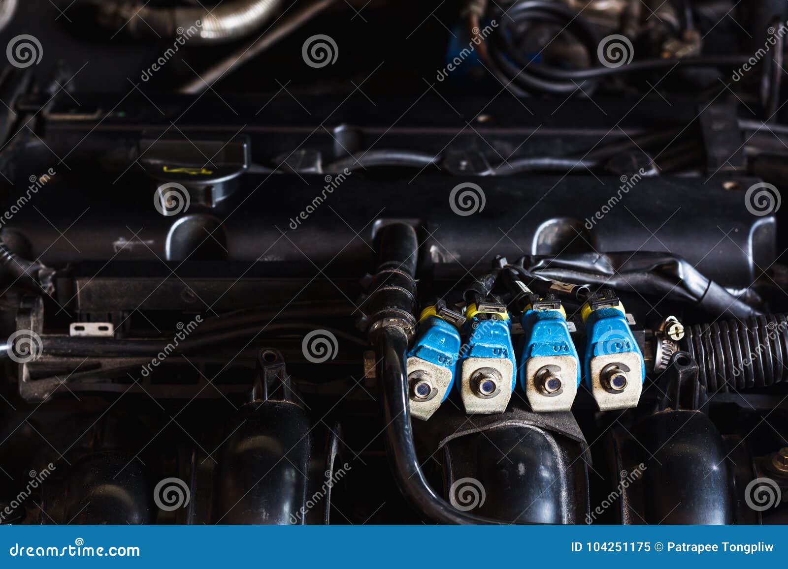 LPG Fuel Injection Focus in Engine Room Stock Image - Image of motor ...