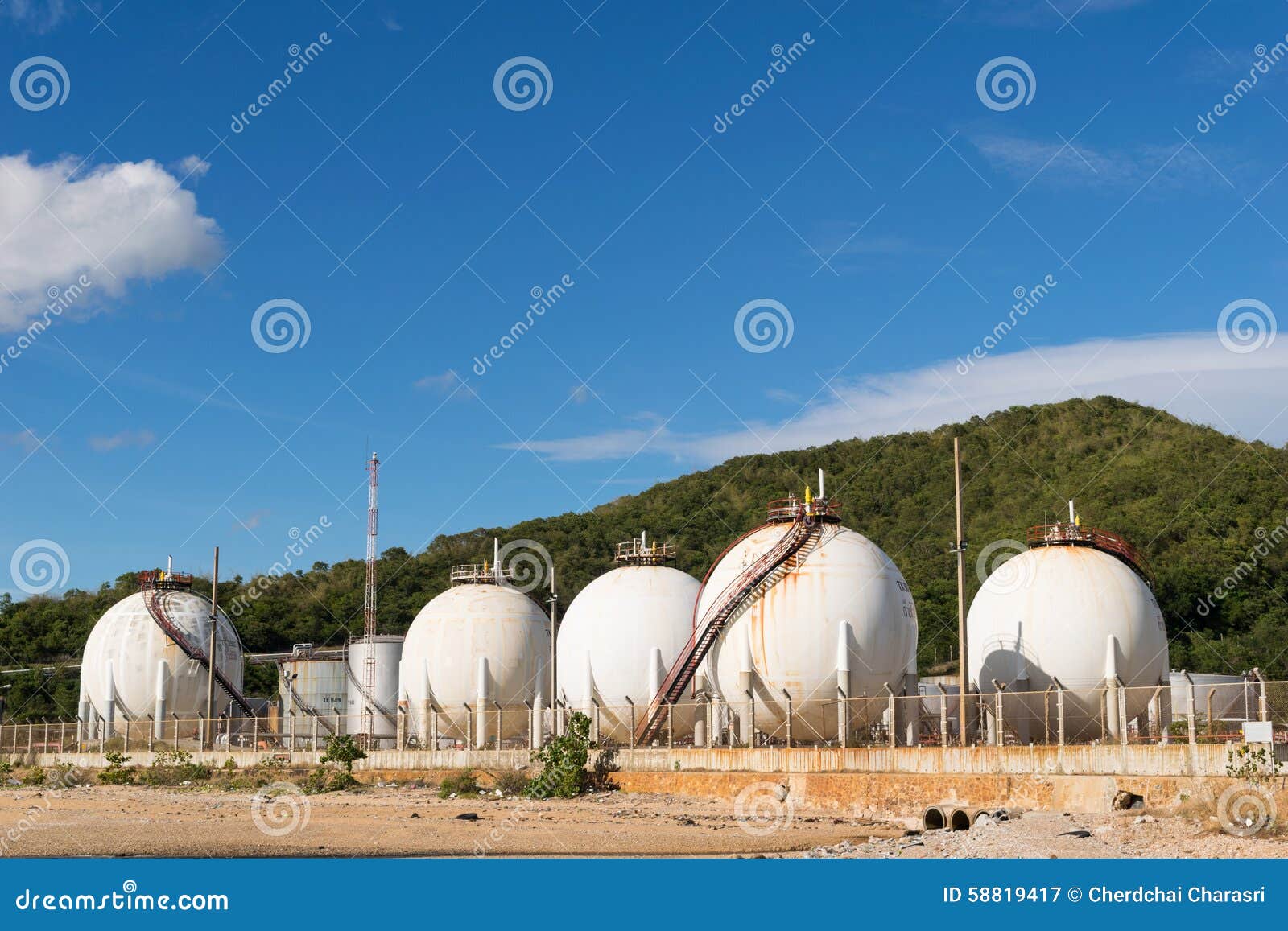 LPG Gas Storage Sphere Tanks with Blue Sky Background Stock Image ...