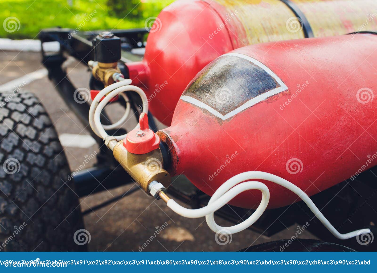 LPG , NGV Gas Tanks Are Installed In A Car For The 2 Fuel System. Stock ...