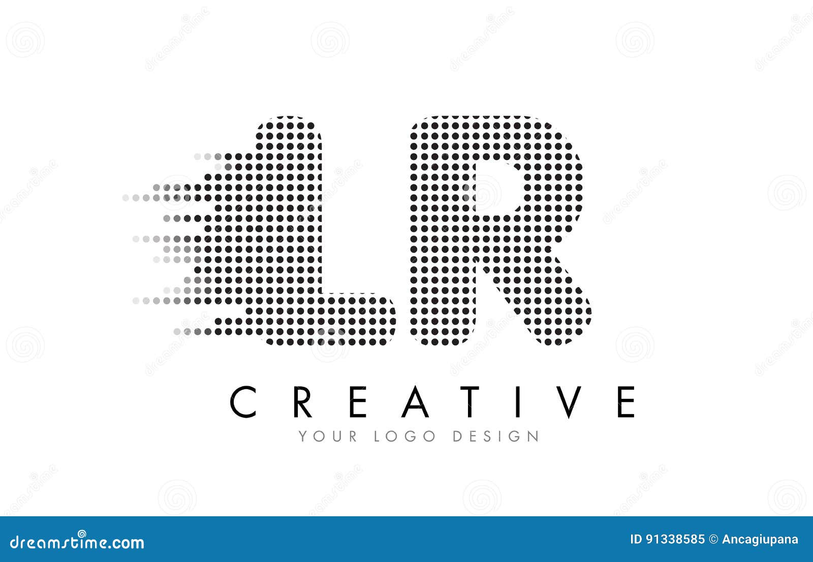 LR L R Letter Logo with Black Dots and Trails. Stock Vector ...